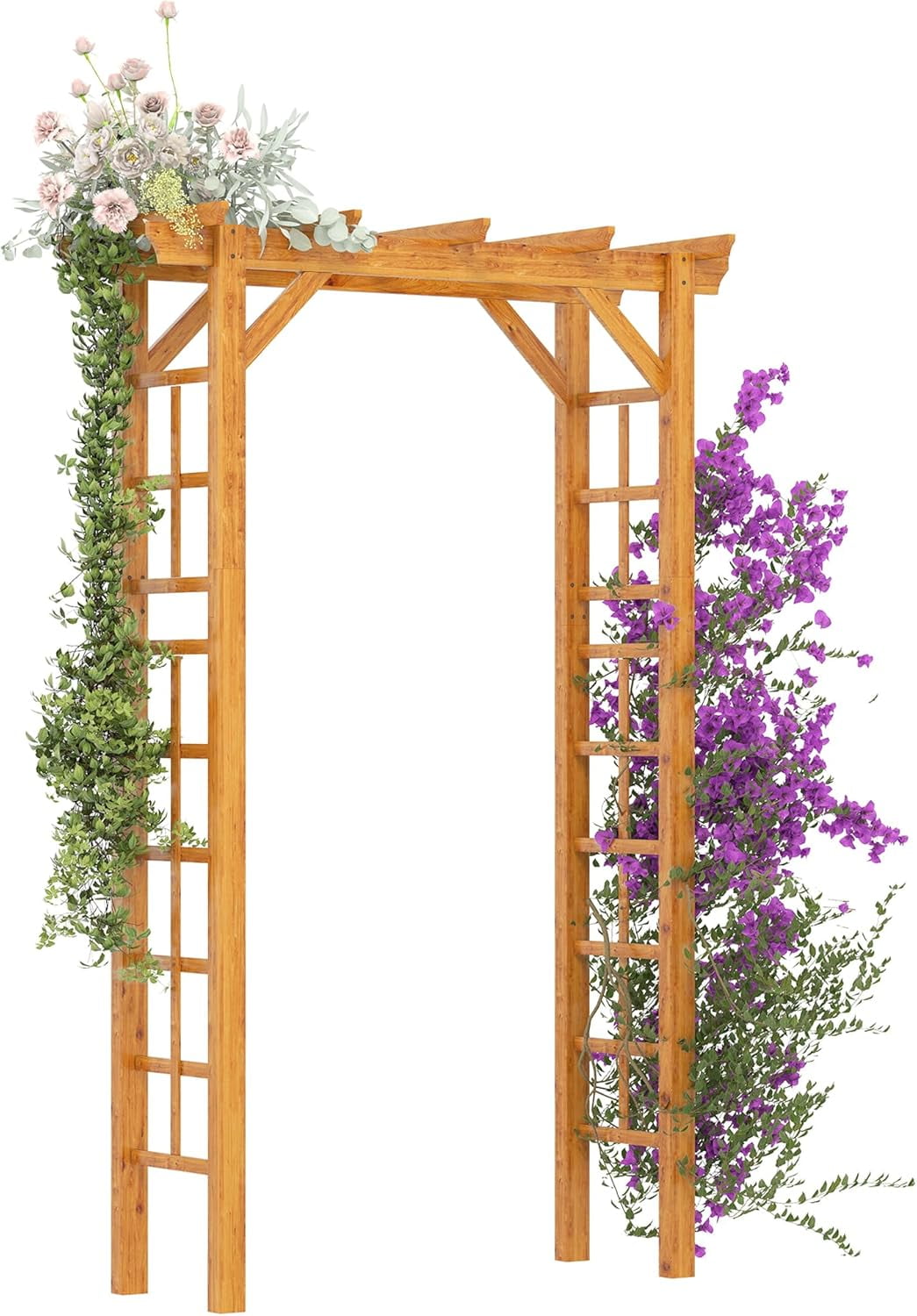 GFNXYI 85" Wooden Garden Arbor for Wedding and Ceremony, Outdoor Garden ...