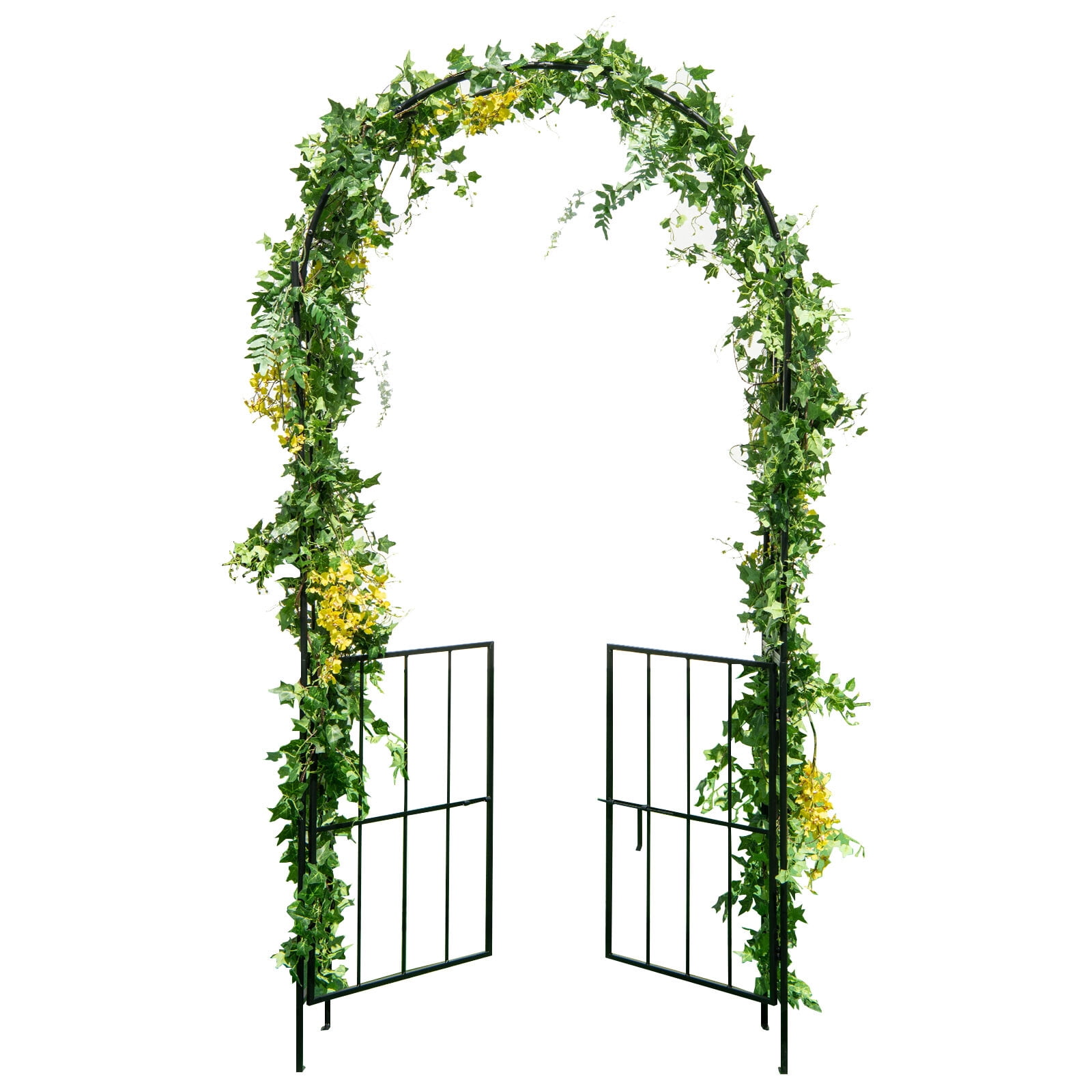 GFNXYI Black Metal Garden Arch Arbor Trellis - 43.5"x14"x90.5", with ...