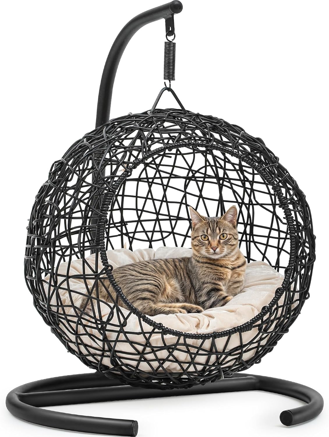 GFNXYI Cat Swing Bed with Stand & Cushion, Cat Egg Chair with Rattan ...