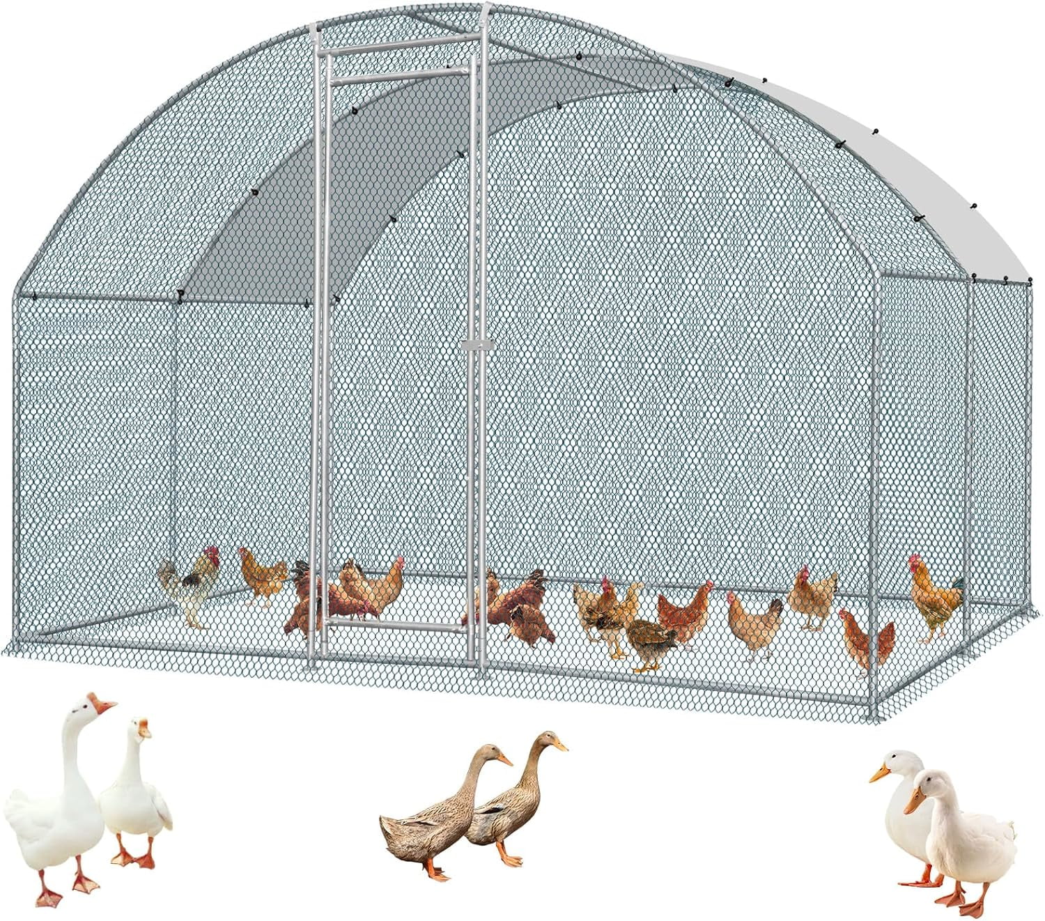 GFNXYI Large Metal Chicken Coop, 10×10FT Walk-in Poultry Cage with ...