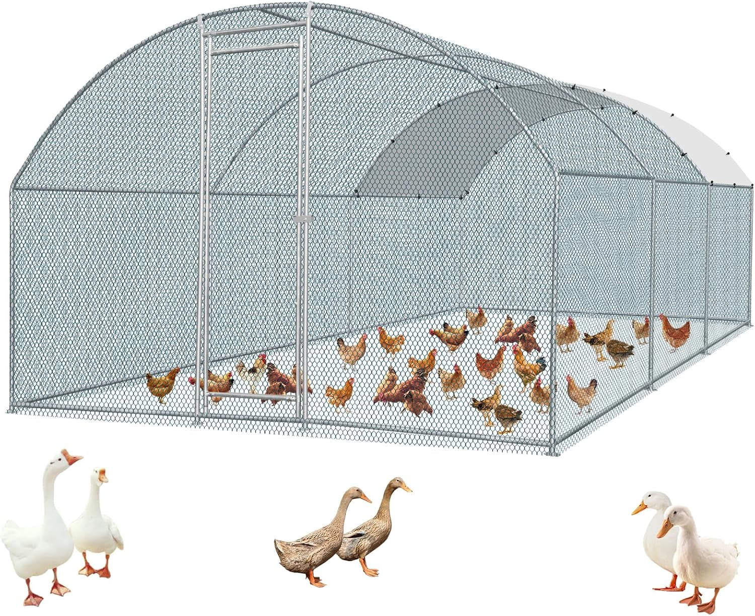GFNXYI Large Metal Chicken Coop, 19.5×10FT Walk-in Poultry Cage with ...