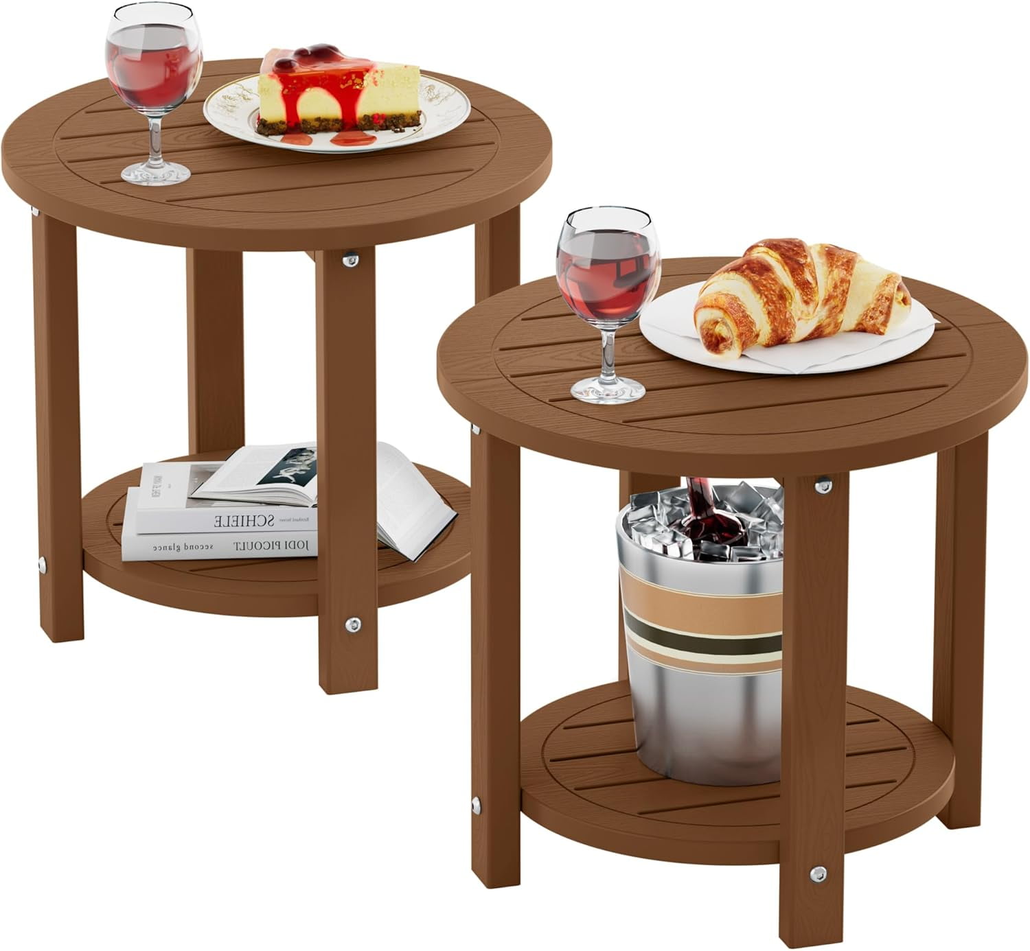 GFNXYI Outdoor Side Table for Patio: 16in HIPS Small Round Outdoor End ...