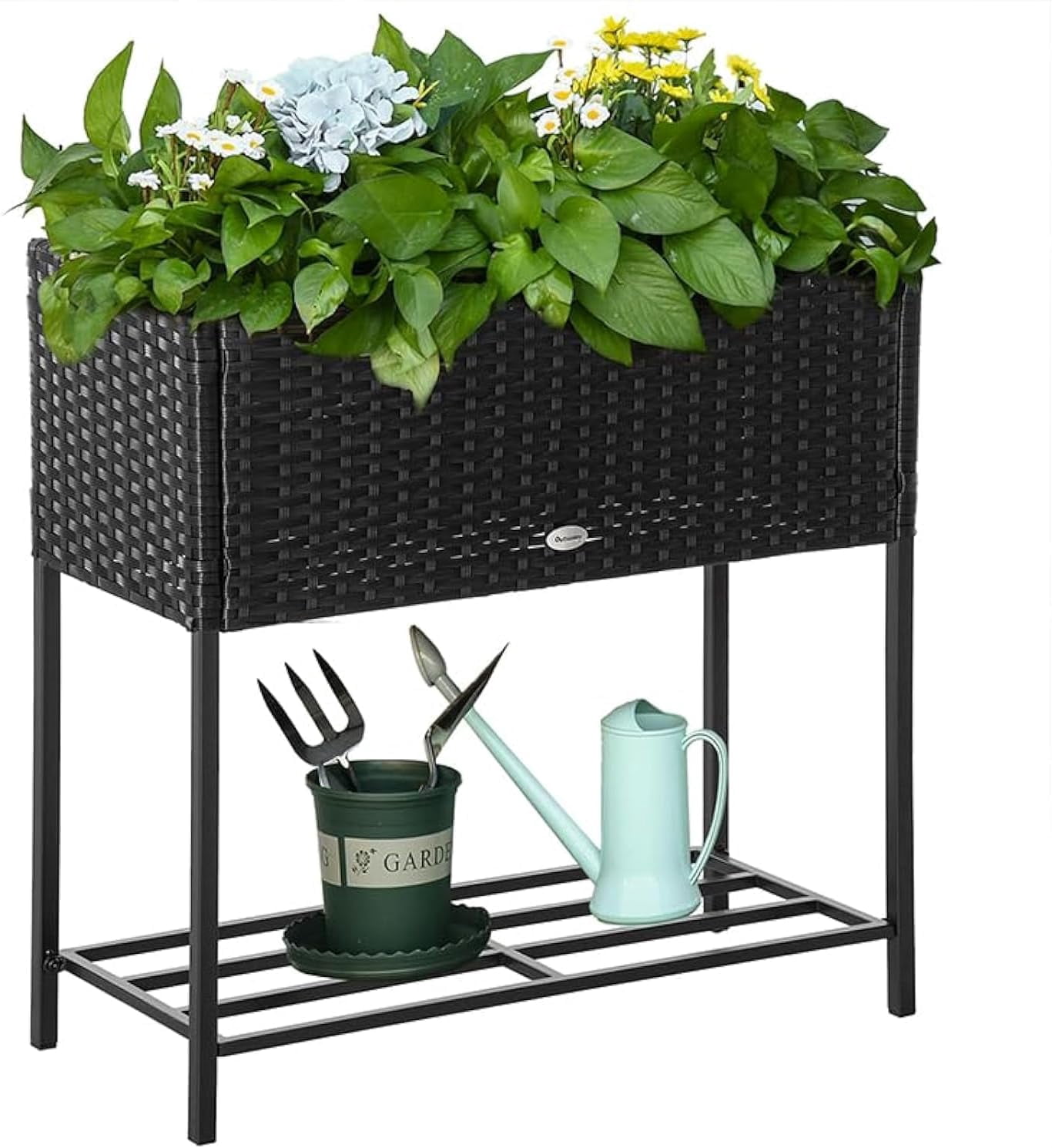 GFNXYI Raised Garden Bed, Elevated Planter Box with Rattan Wicker Look ...