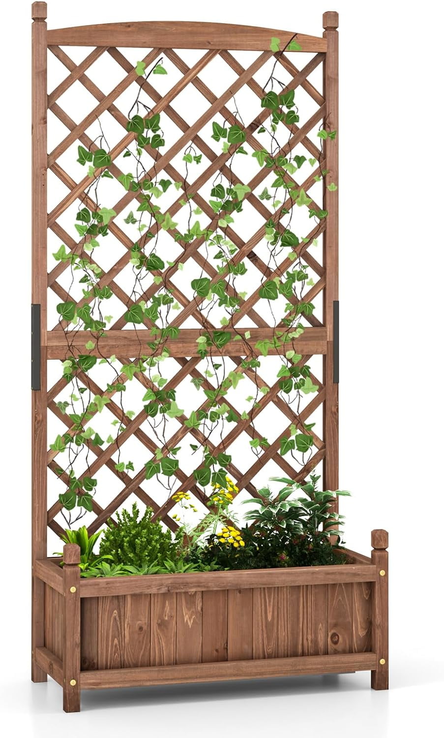 GFNXYI Raised Garden Bed with Trellis, Large Planting Box with Drainage ...