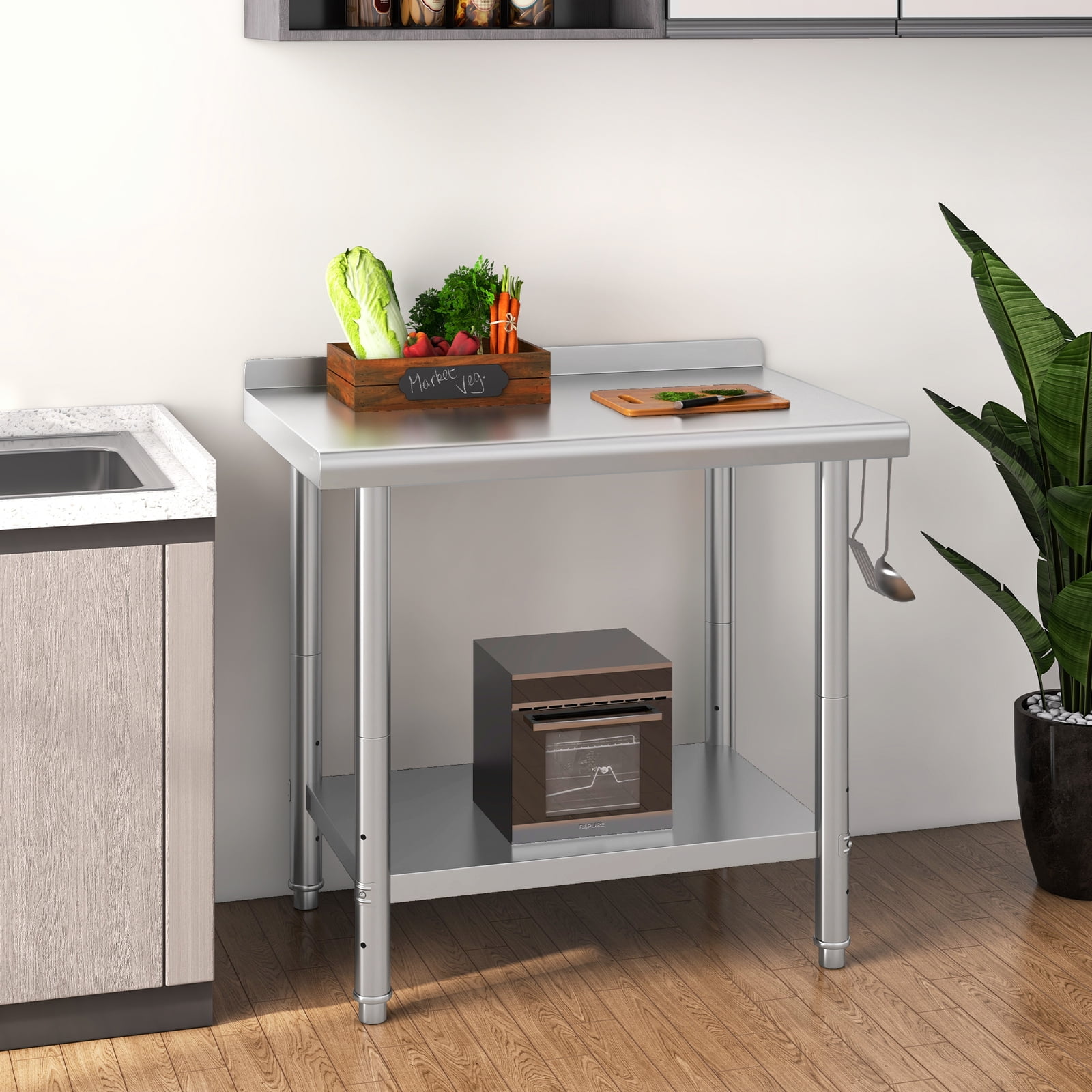 GFNXYI Stainless Steel Work Table, 36" Prep Table with Adjustable Lower ...