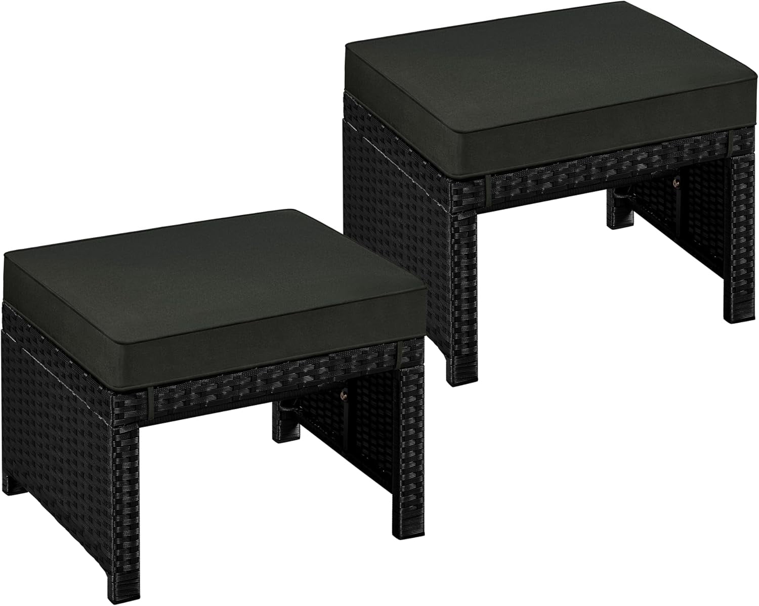 GFNXYI Wicker Ottomans, Set of 2 Footrest with Removable Cushion, 2pcs ...