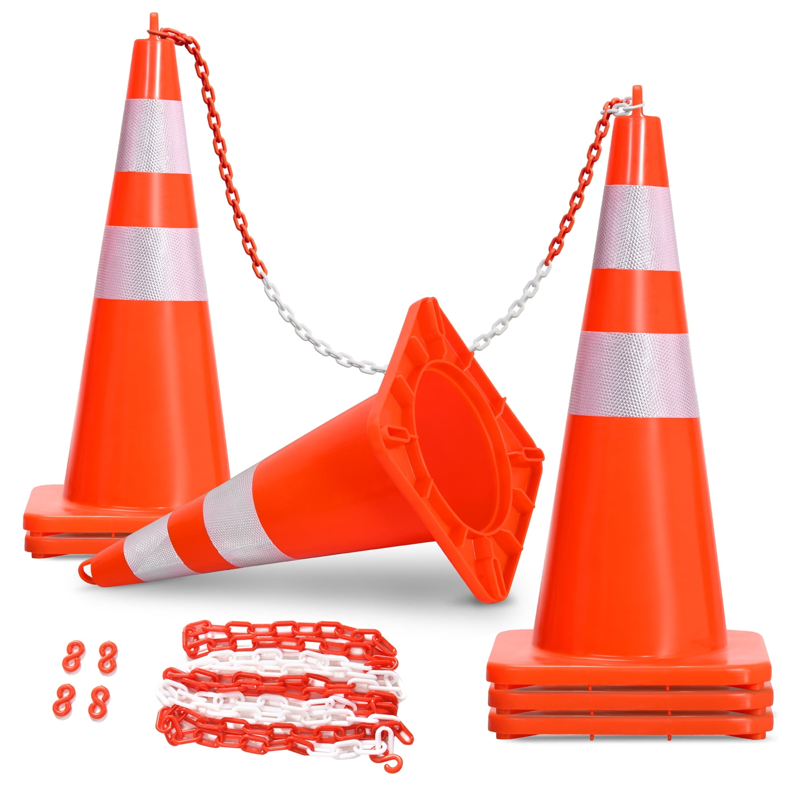 GFNXYIPortable 6 Pcs 28'' PVC Traffic Safety Cones Fluorescent ...