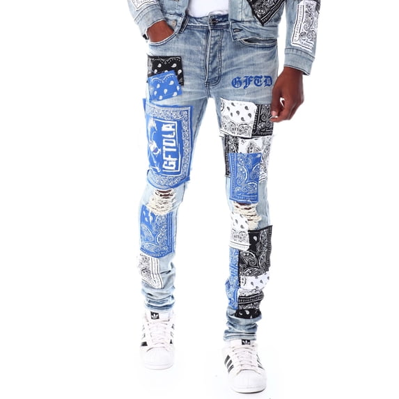 GFTD LA Men's Adrian Skinny Fit, Distress, Ripped, Stretch Jeans with ...