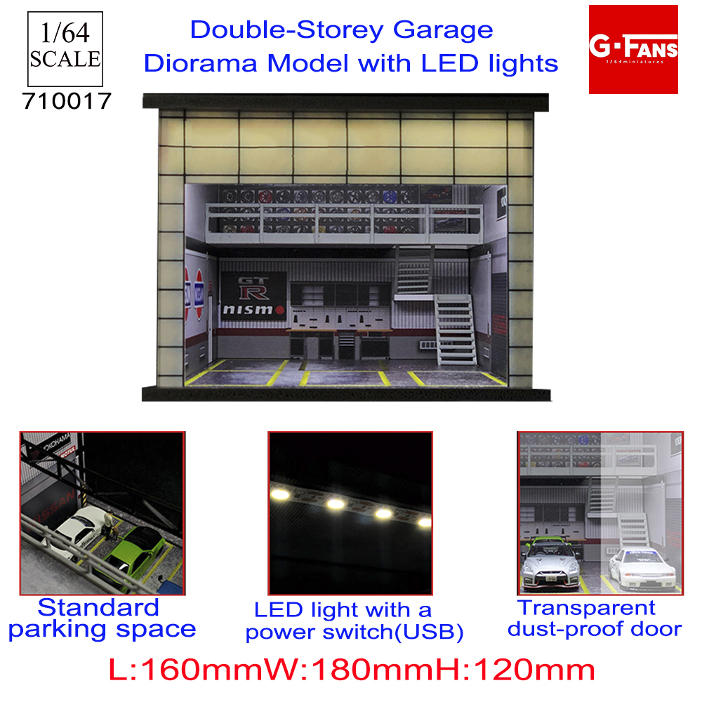 GFans NEW Model 1:64 Scale Diorama Car Garage Model With LED Lights ...