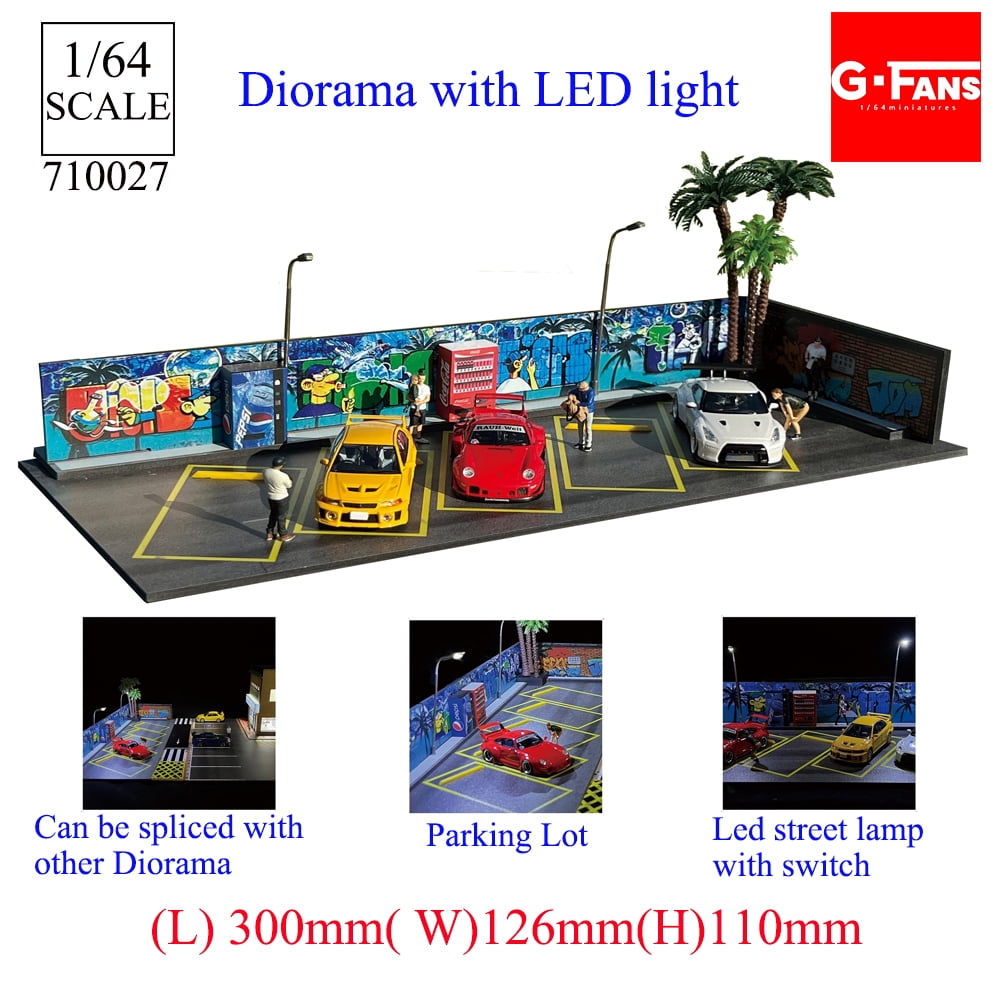 GFans NEW Model 1:64 Scale Diorama Car Garage Model With LED Lights ...