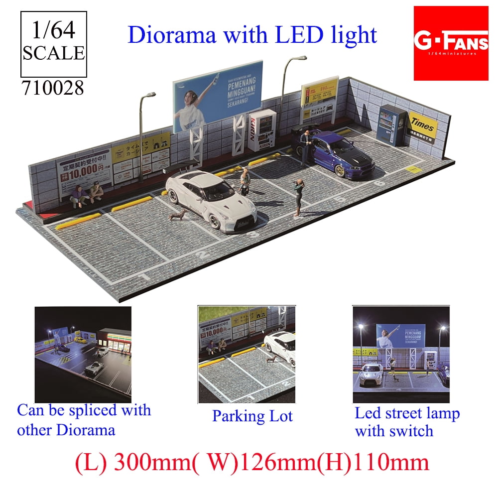 GFans NEW Model 1:64 Scale Diorama Car Garage Model With LED Lights ...