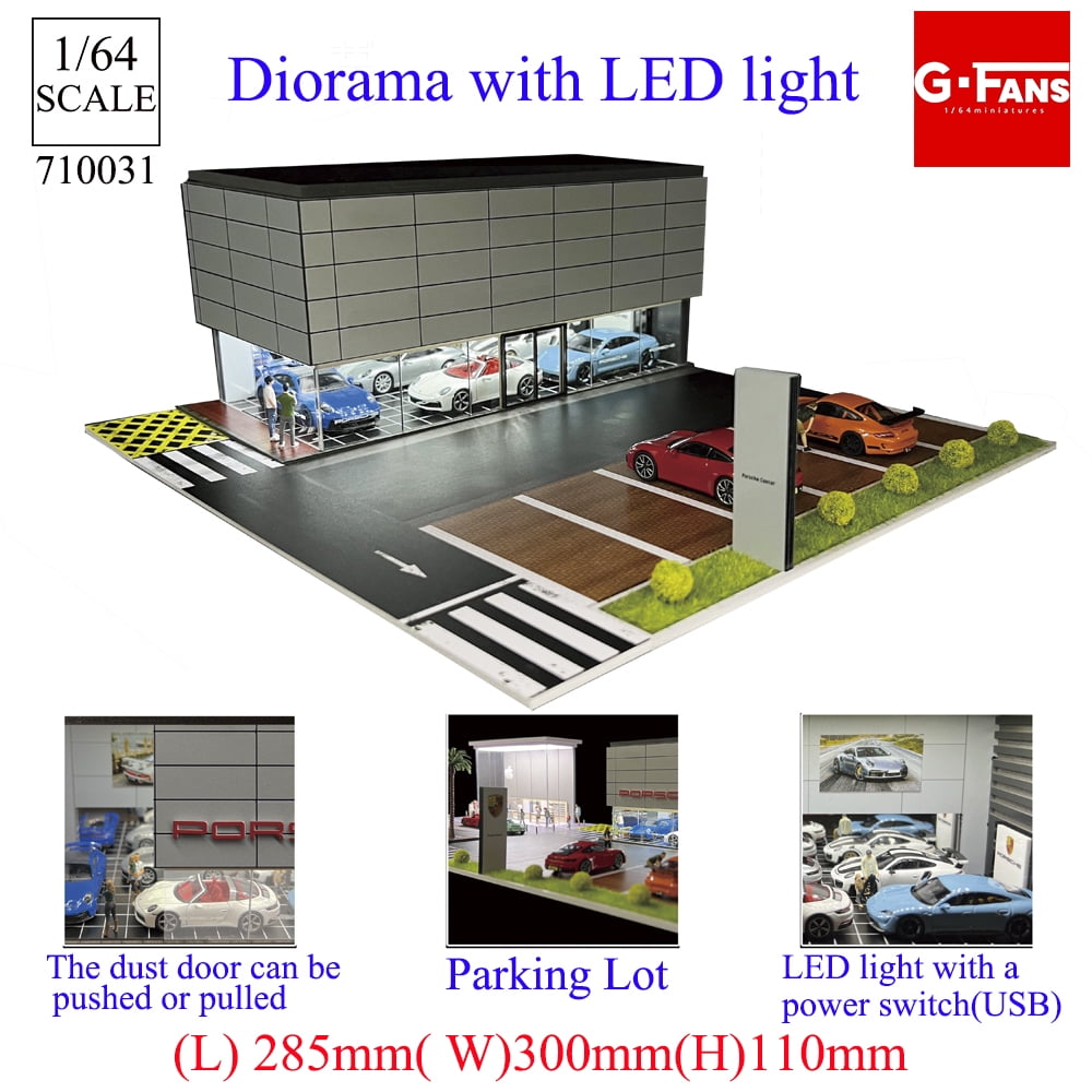 GFans NEW Model 1:64 Scale Diorama Car Garage Model With LED Lights ...