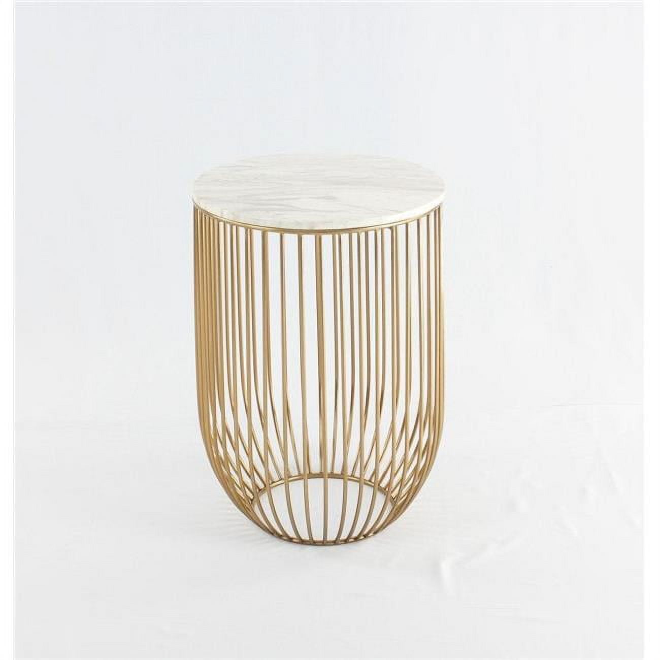 GFurn YT253-2-GOLDBASE Mie Carrara Marble Side Table, Gold - Walmart.com