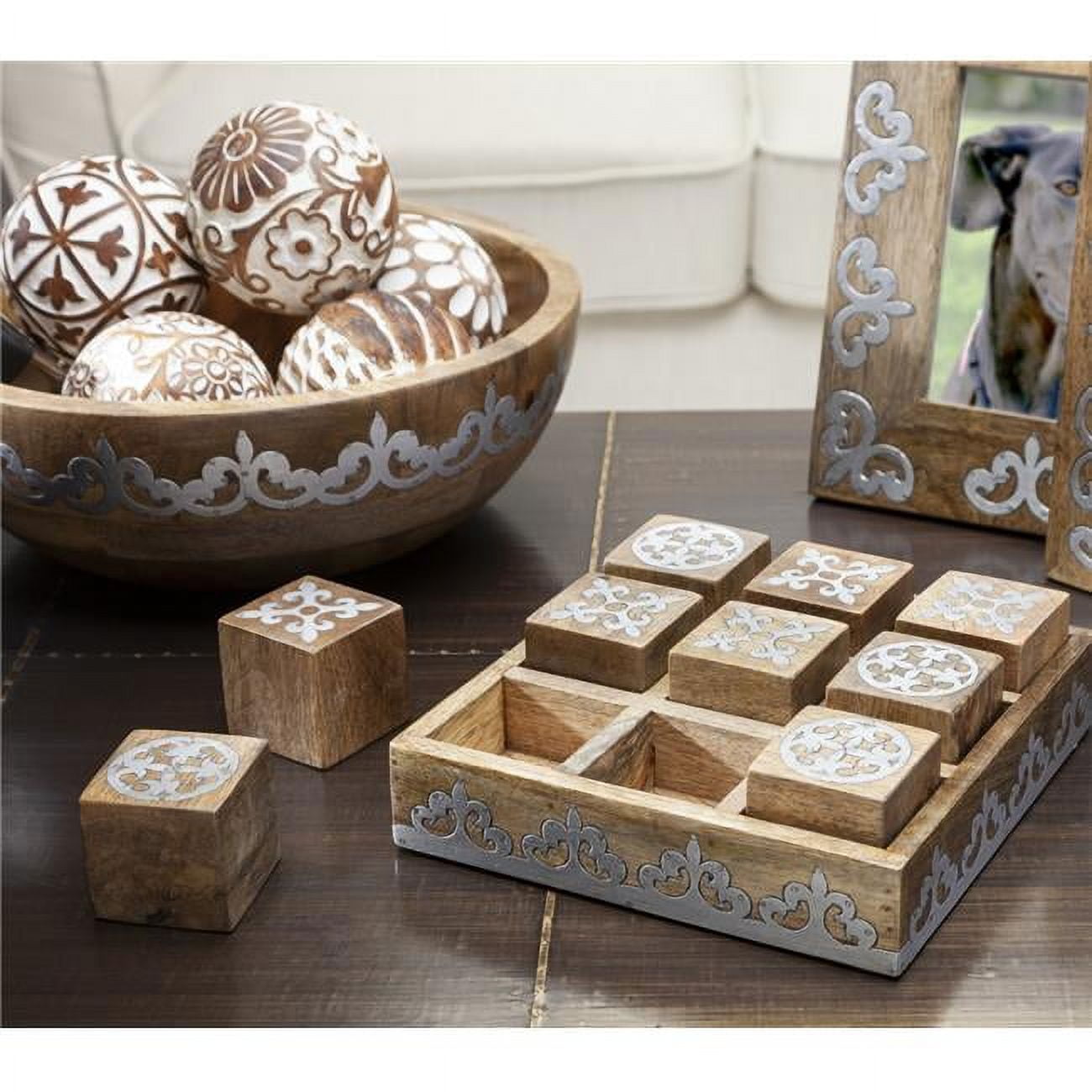 GG Collection Mango Wood with Metal Inlay Heritage Picture Frame, Brown ...