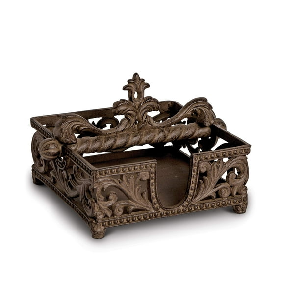 Park Hill Collection Acanthus Leaf Brown Cast Metal Napkin Holder, 7x7 ...