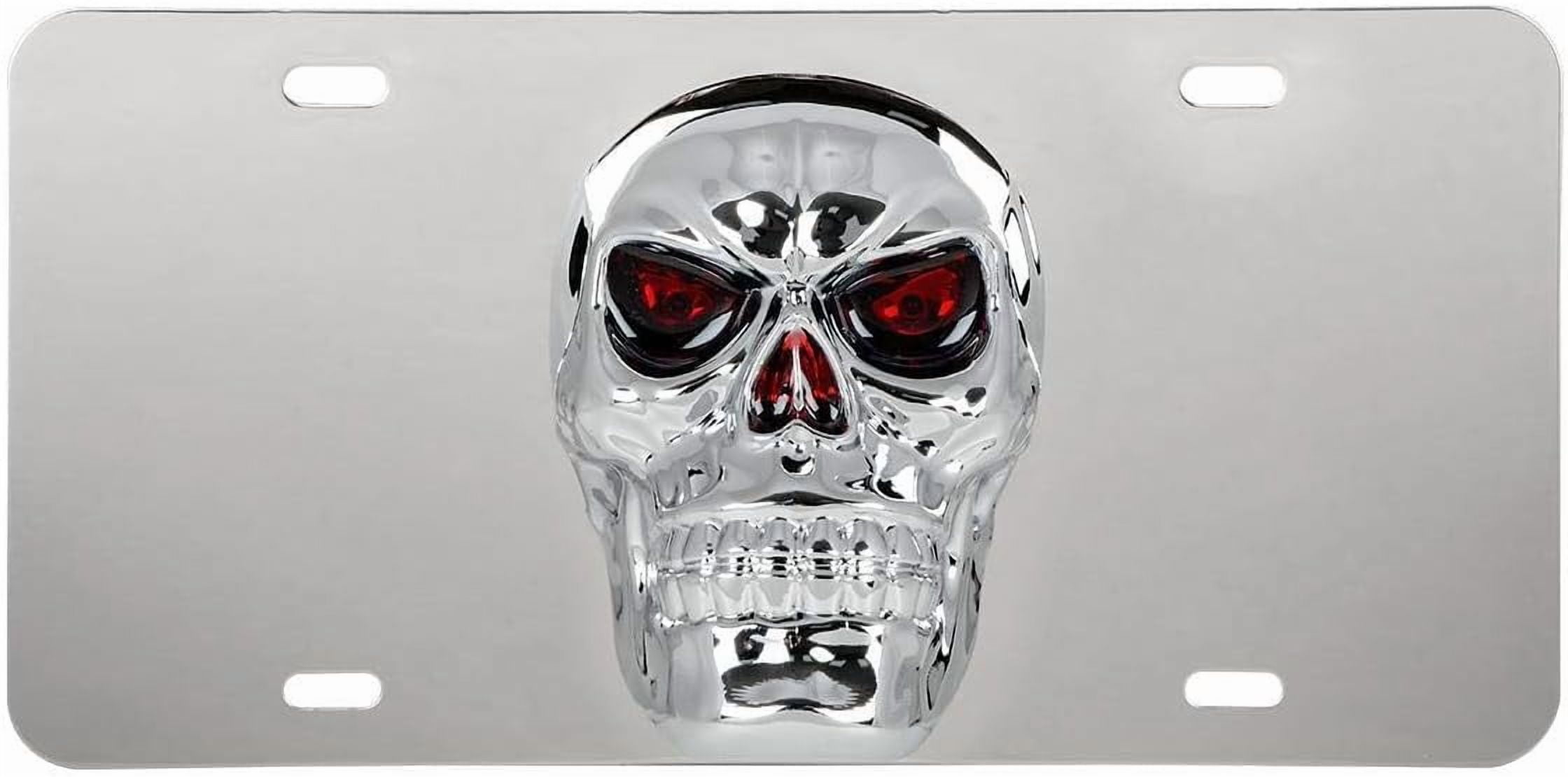 GG Grand General 60286 Stainless Steel License Plate w/ 3D Big Skull ...