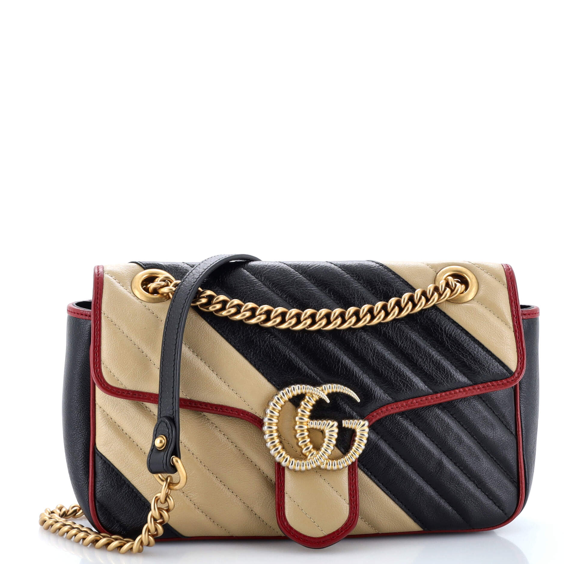 Pre-Owned GG Marmont Flap Bag Diagonal Quilted Leather Small By Rebag ...