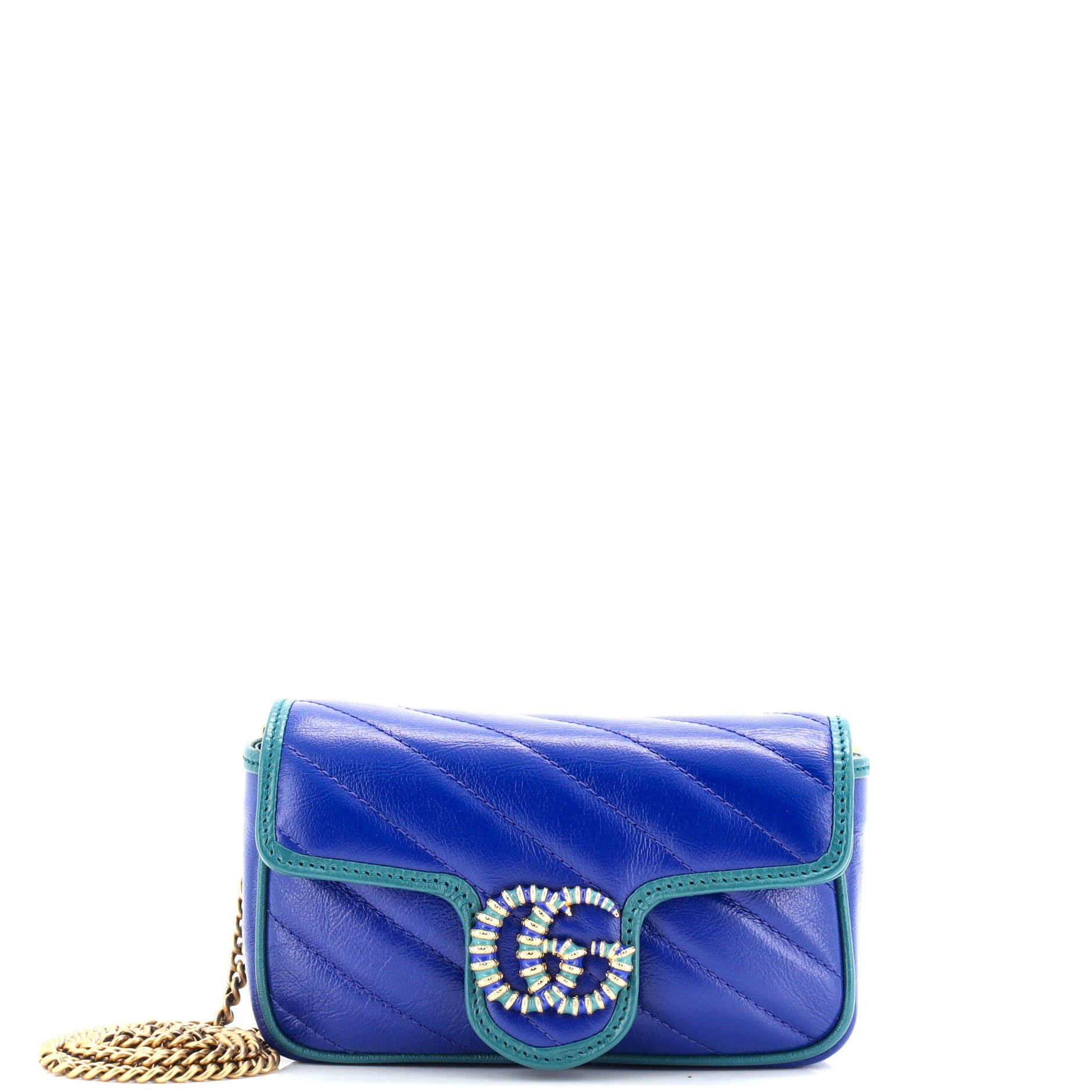 Pre-Owned GG Marmont Flap Bag Diagonal Quilted Leather Super Mini By ...
