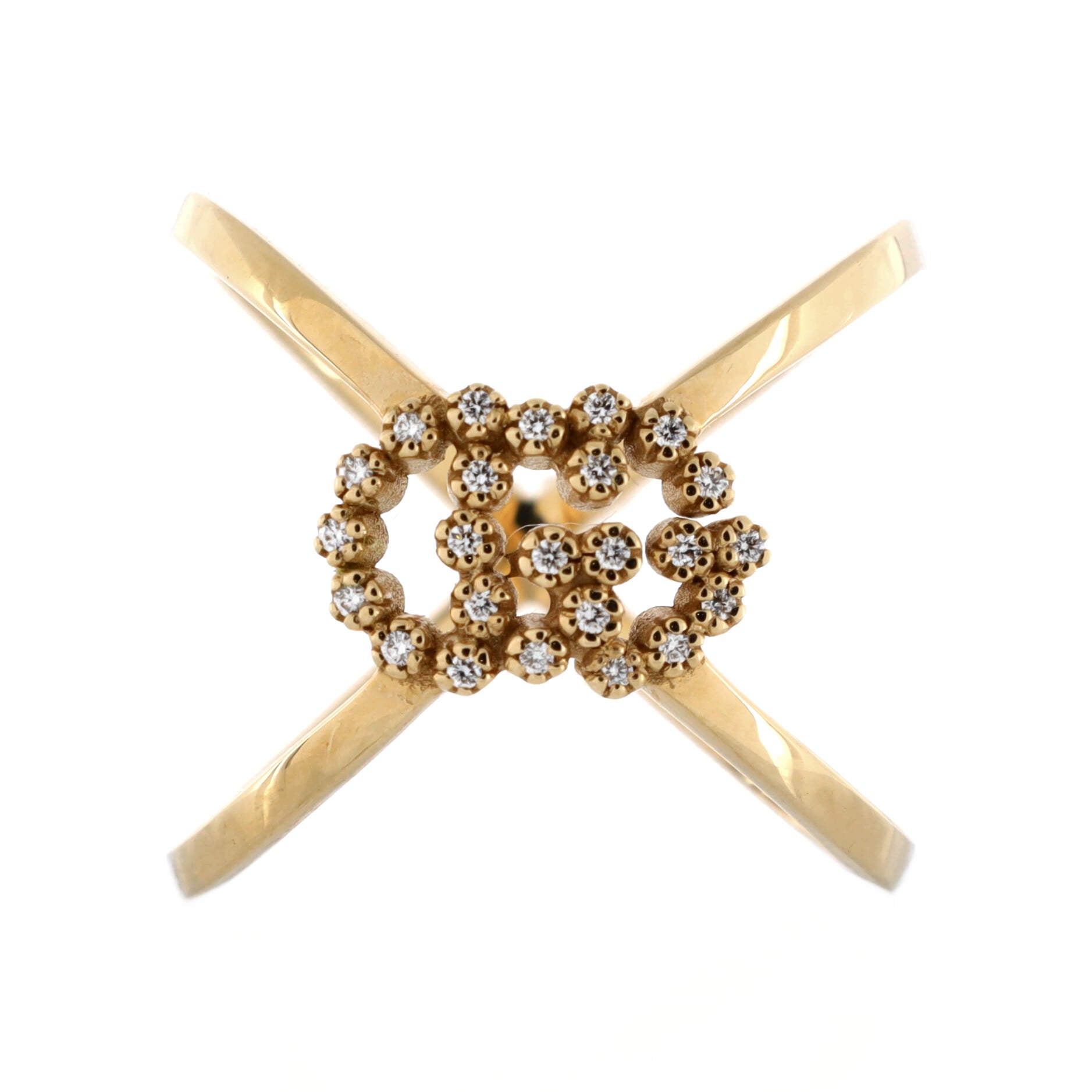 GG Running Cross Ring 18K Yellow Gold with Diamonds - Walmart.com