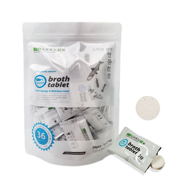 GGANBU Anchovy Flavor Broth Tablet, Stock Bouillon Base, 0.1oz(3g ...