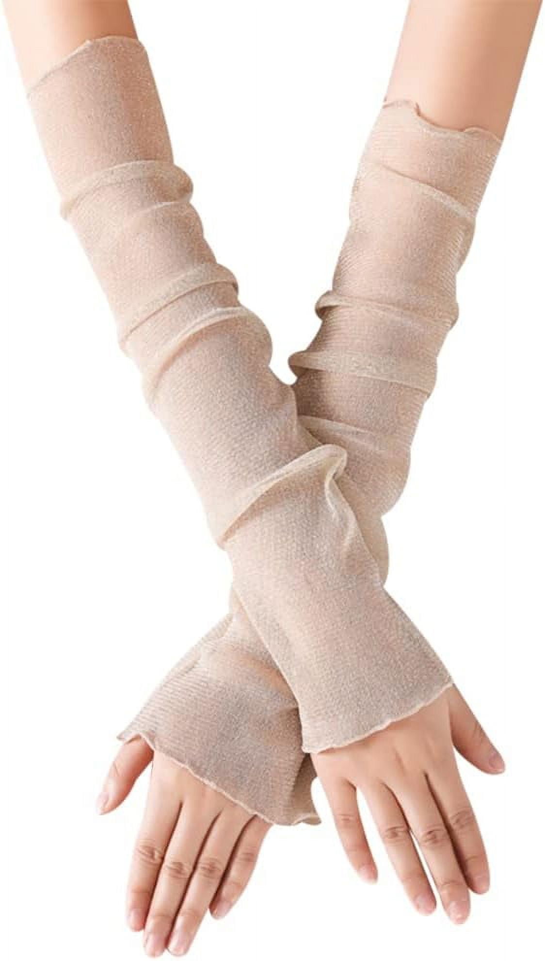GGB-1 Pair Women Long Lace Gloves Sun UV Protection Cooling Mesh Arms ...