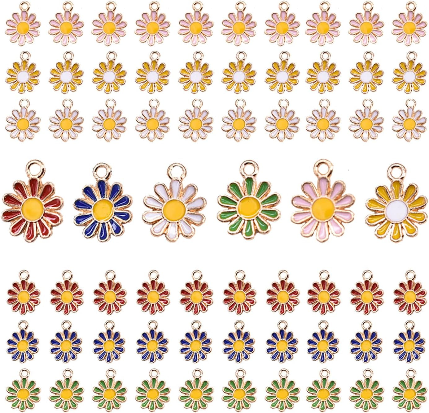 GGB-150pcs Jewelry Charms for Crafting with 6 Colors, Bulk Cute Daisy ...