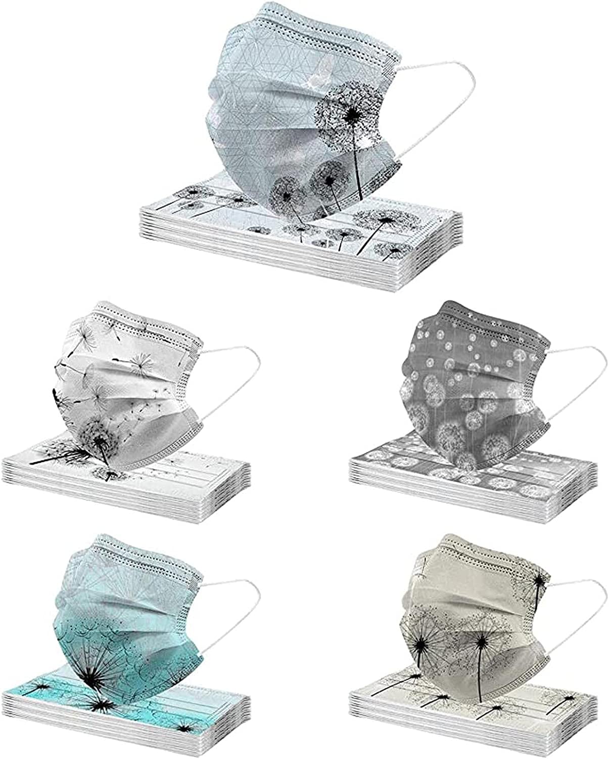 GGB-50PC Disposable Face_Masks with Design for Adults Women Patterned 3 ...