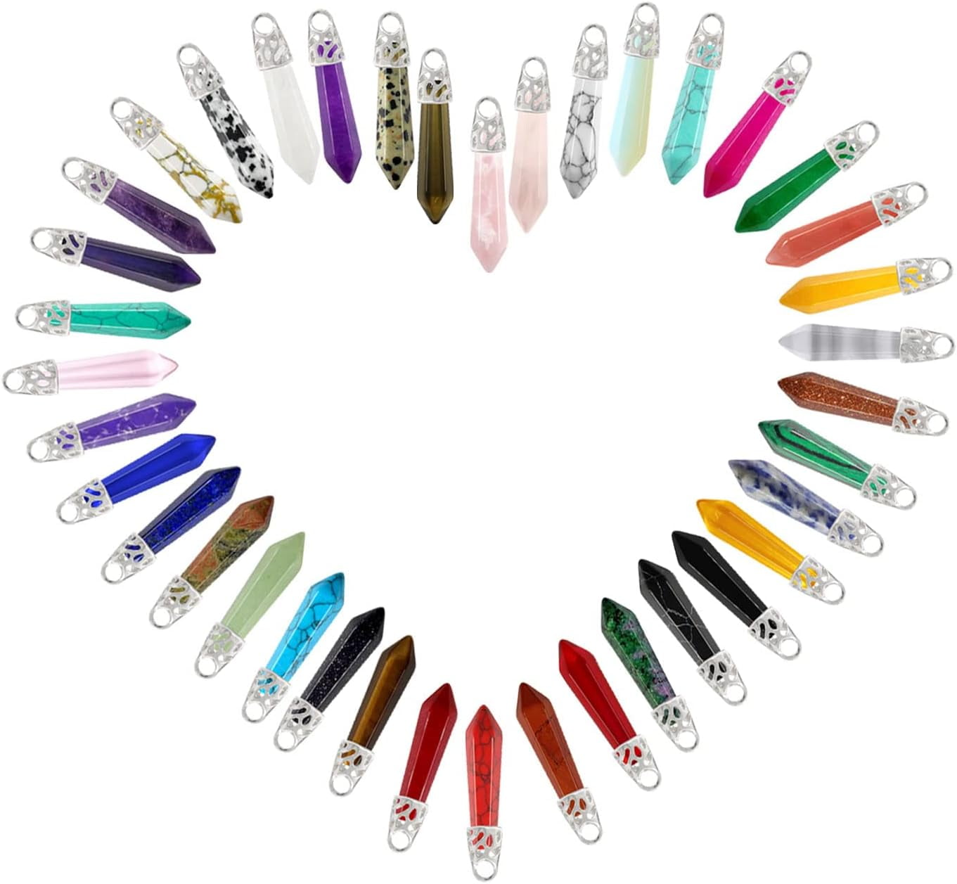 GGB-Crystal Charms, 39pcs Natural Crystal Charms for Jewelry Making ...