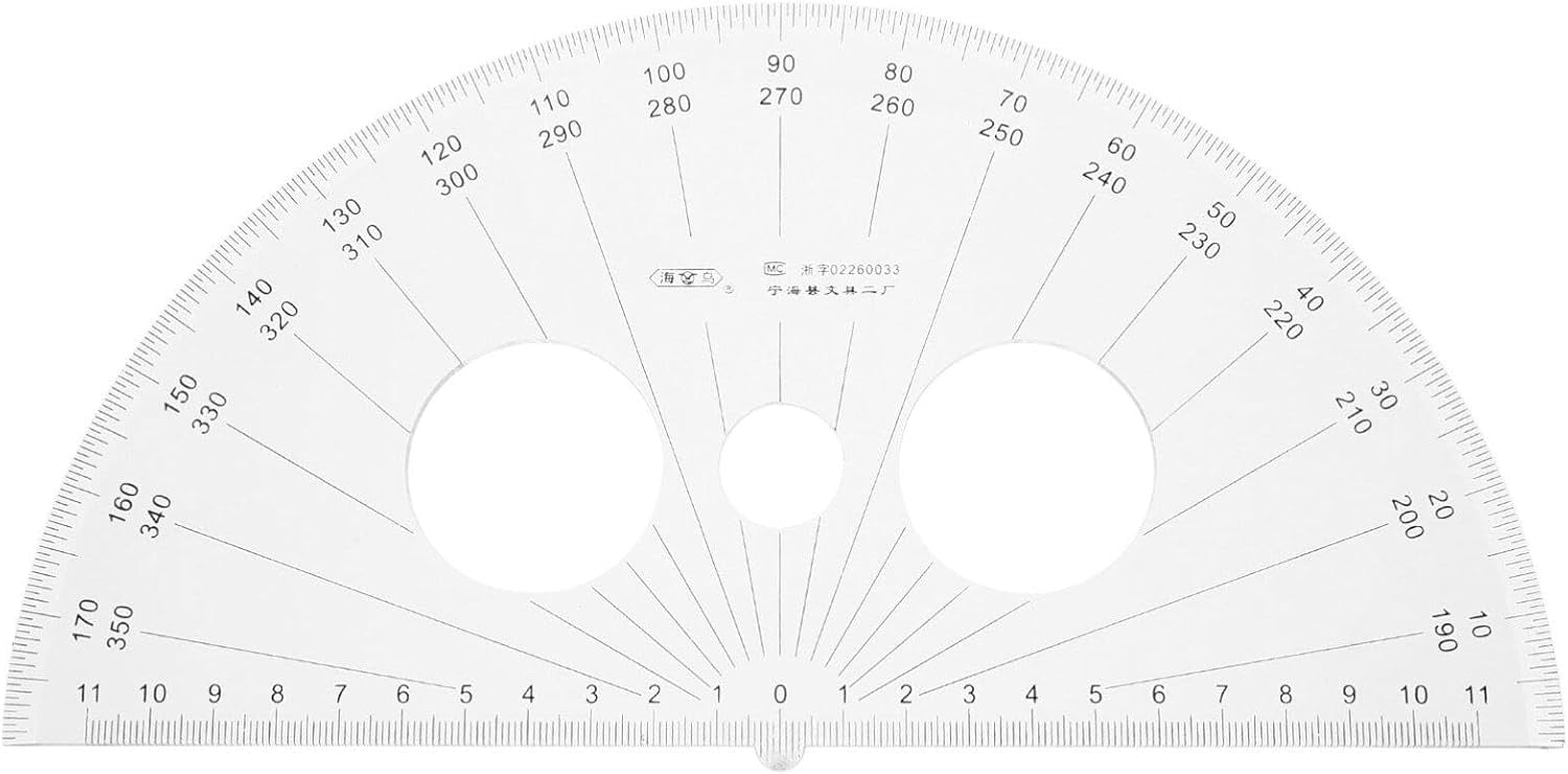 GGB-Large 180 Degrees Circle Protractor, 25cm Plastic Math Measuring ...