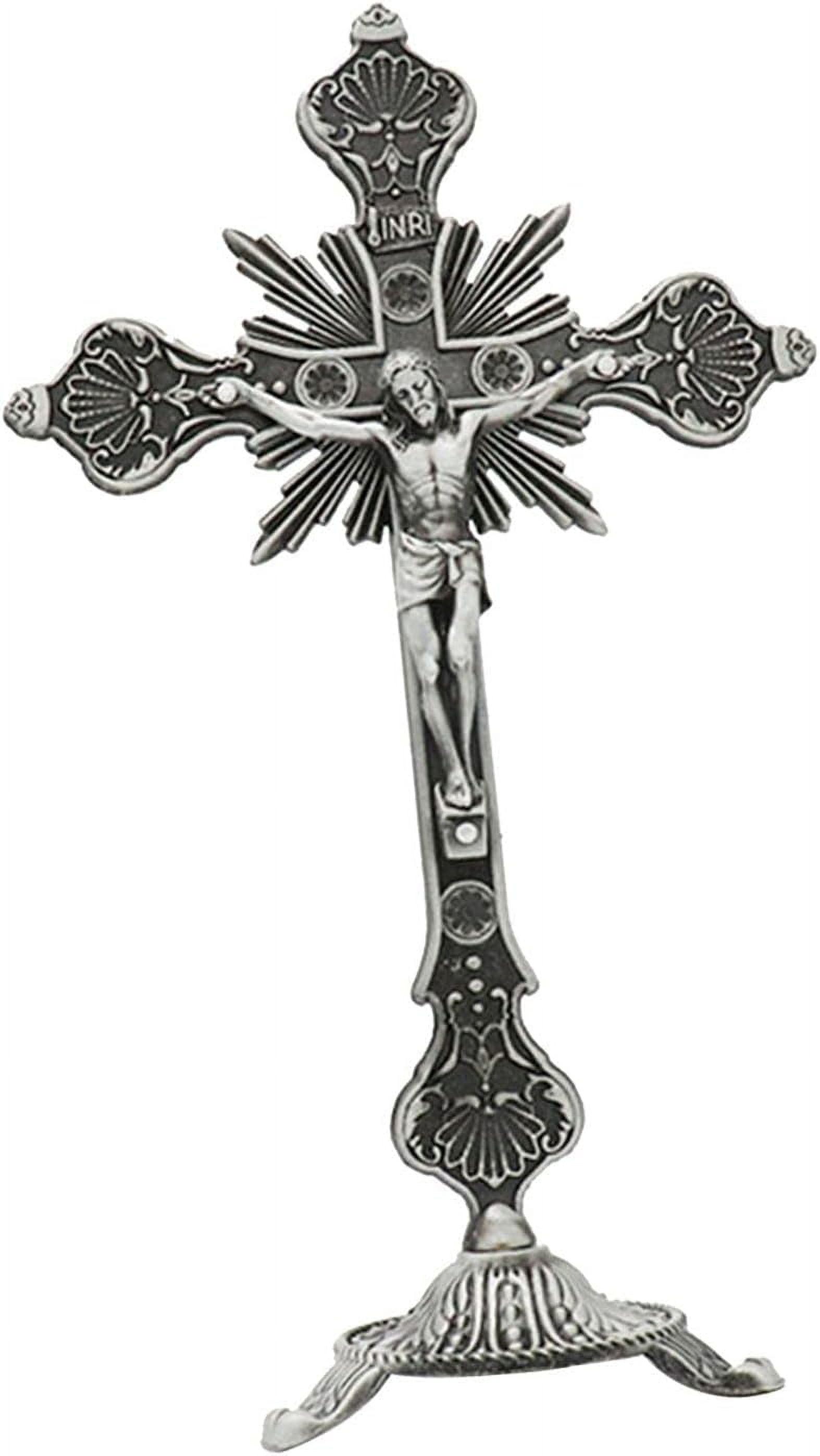 GGB-Metal Jesus Crucifix Table Cross, Catholic Table Cross with Stand ...