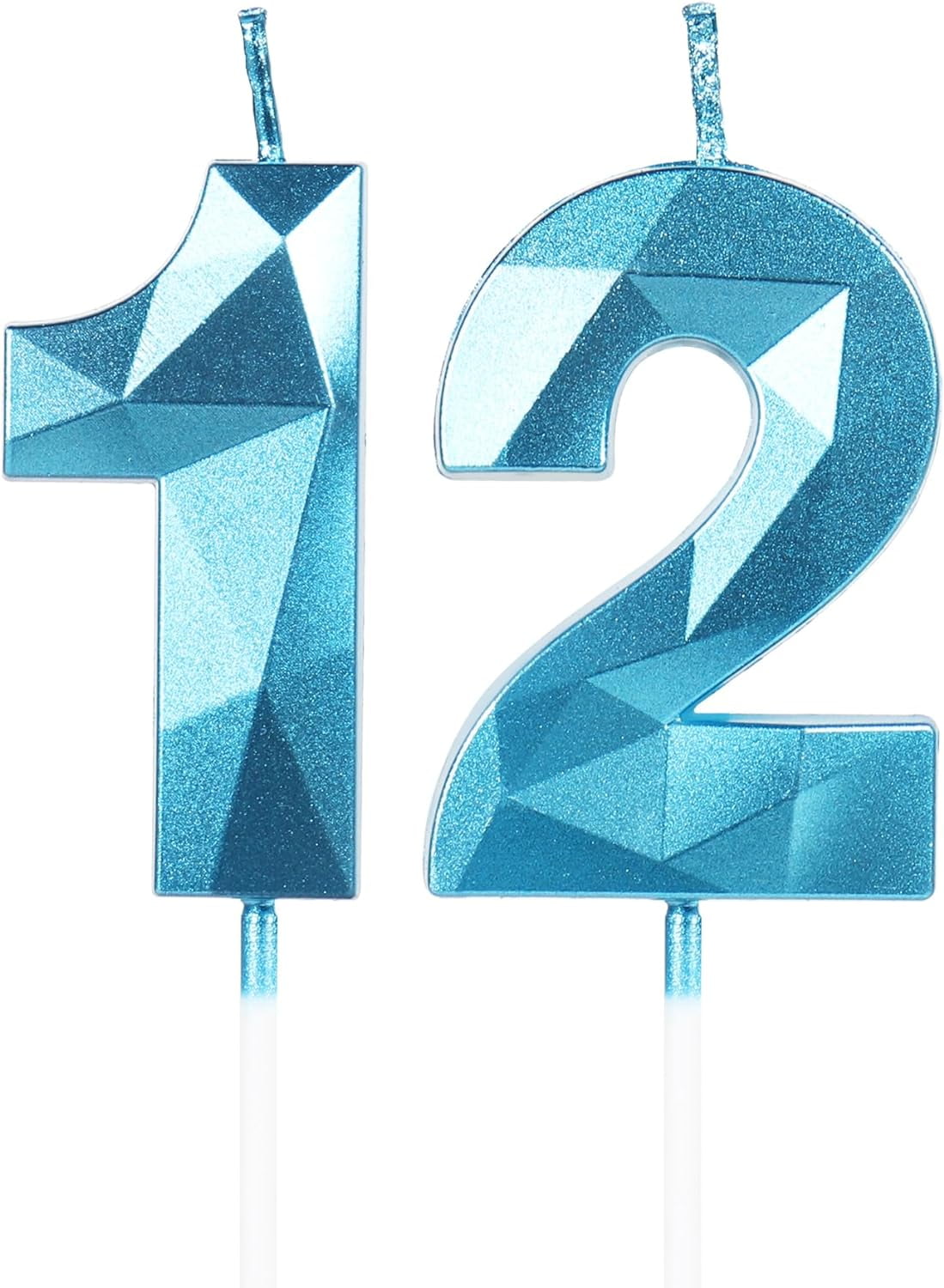 GGB-Number 12 Candles,12th Birthday Candles,Blue Happy Birthday Candle ...