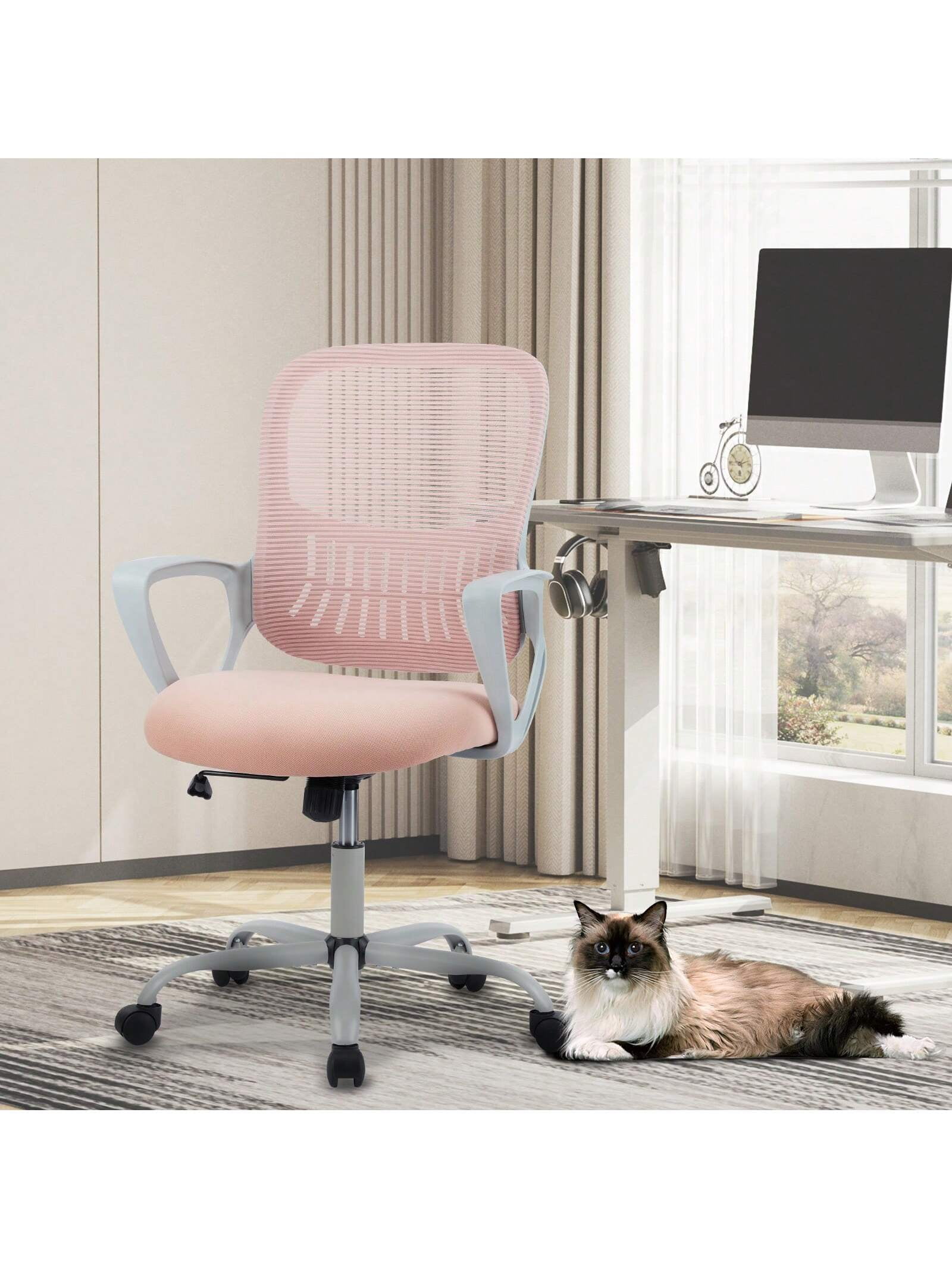 GGBDNP Ergonomic Office Chair Home Desk Mesh Chair With Fixed Armrest ...
