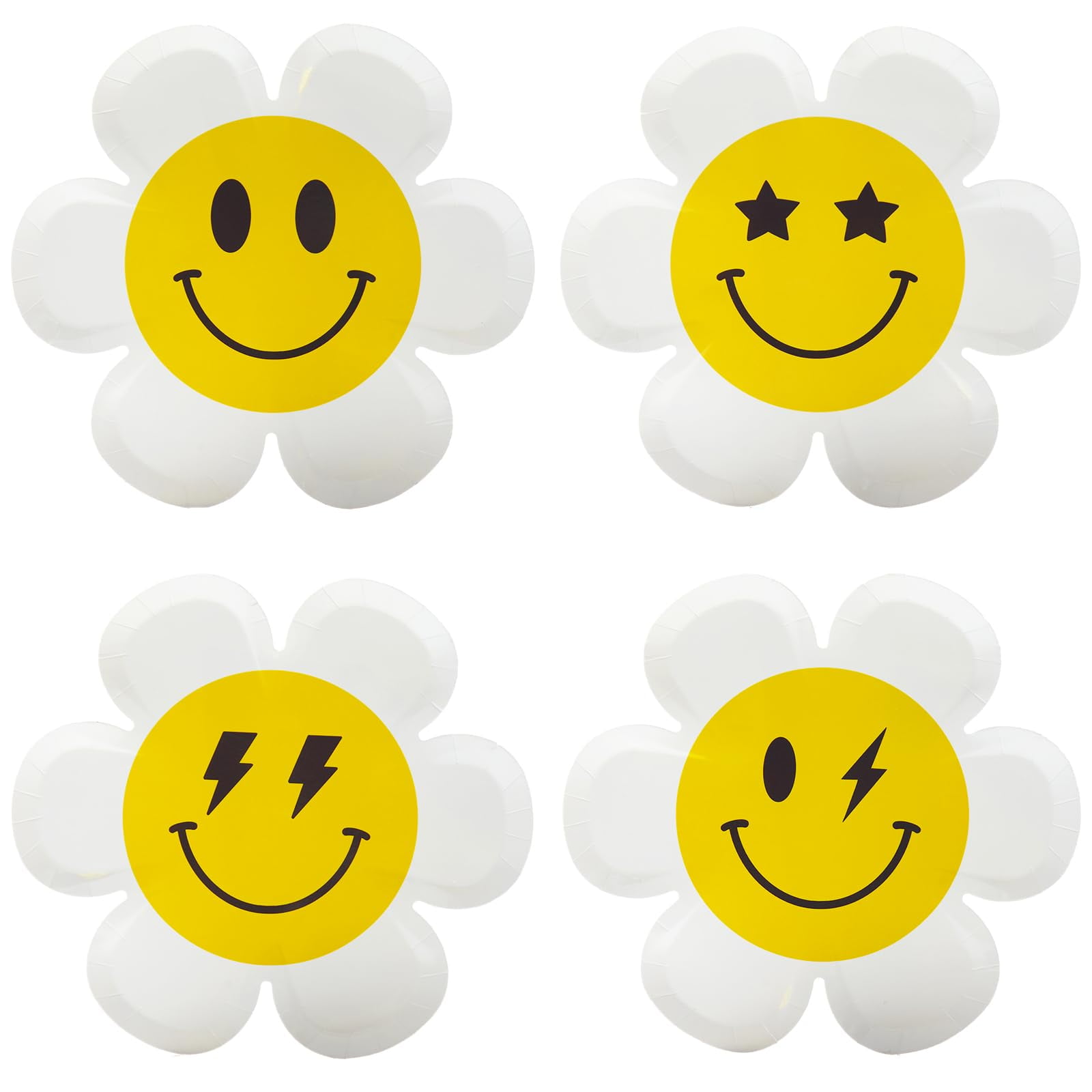 GGBOY 40PCS Plates Smiley Face BSL1 Flower Paper Paper Plates Flower ...