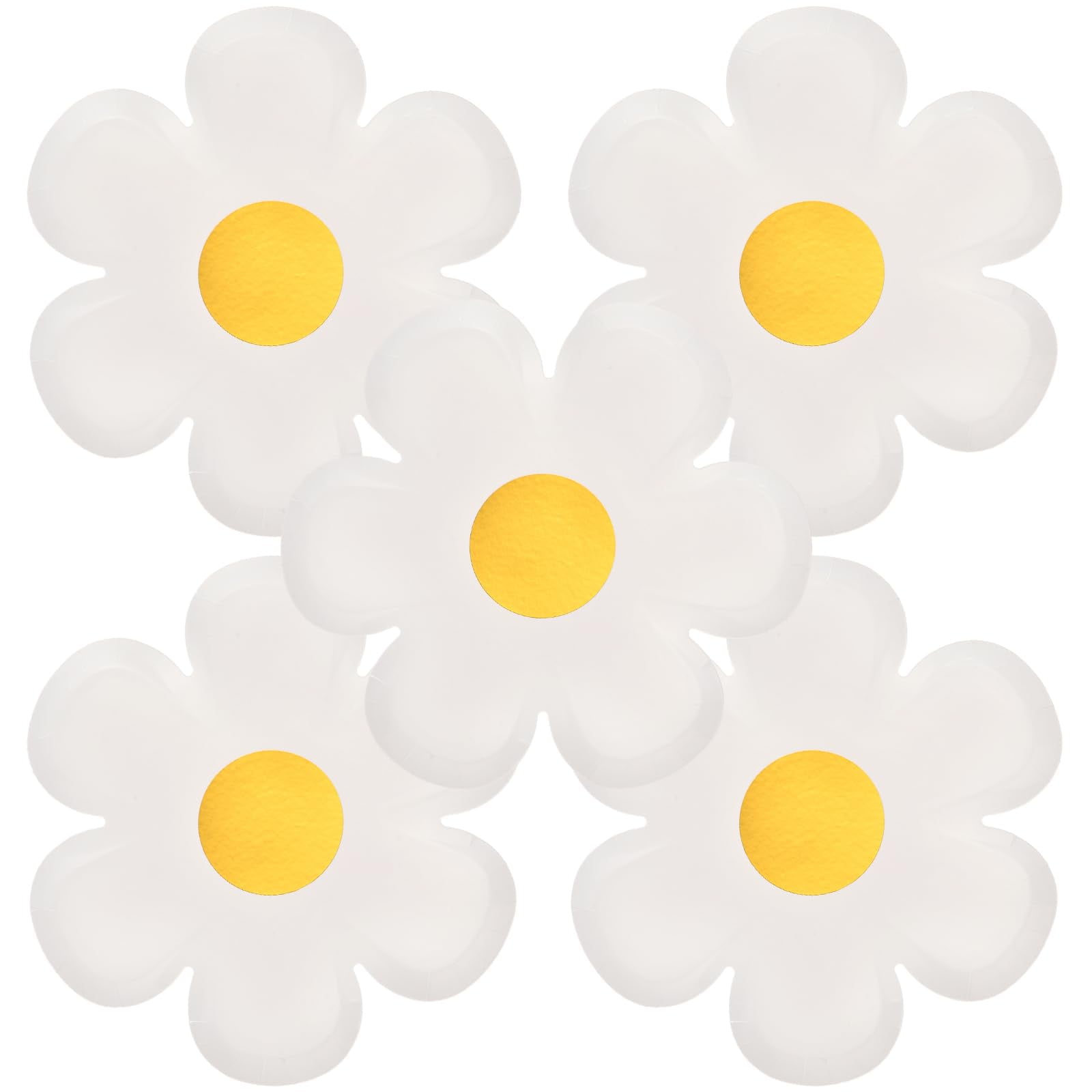 GGBOY 80Pcs Daisy Flower Paper Plates, AFN1Daisy Gold Foil Party Paper ...