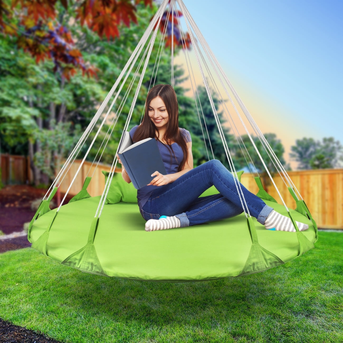 GGI International Hanging Swing Nest with Pillow, Double Hammock Daybed ...
