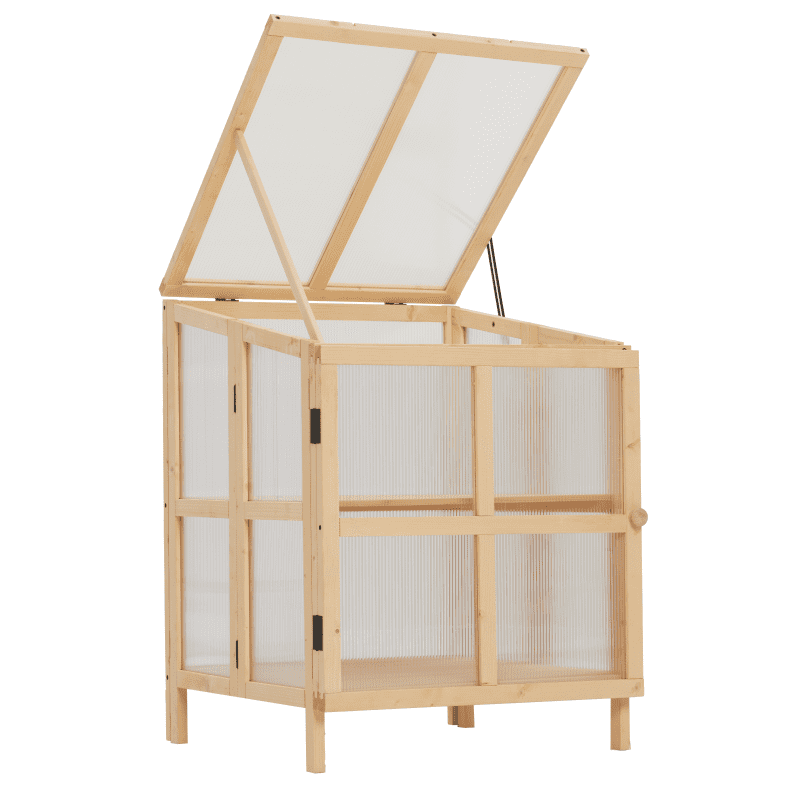 GGIA 2 Tier Foldable Cold Frame Greenhouse, Portable Wooden Greenhouse ...
