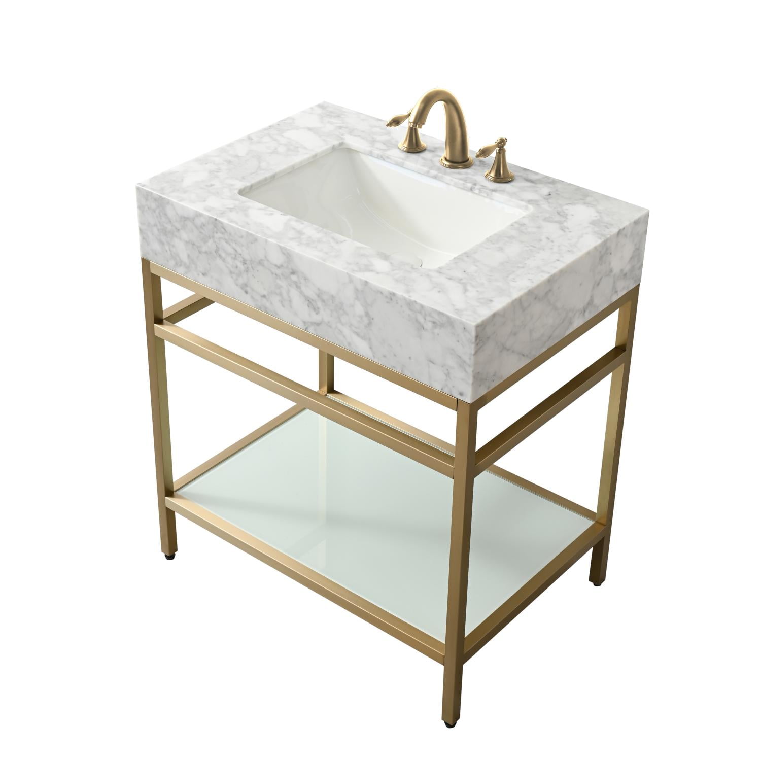 GGISHA Bathroom Vanity with Sink 30"x21" Carrara Marble Freestanding ...