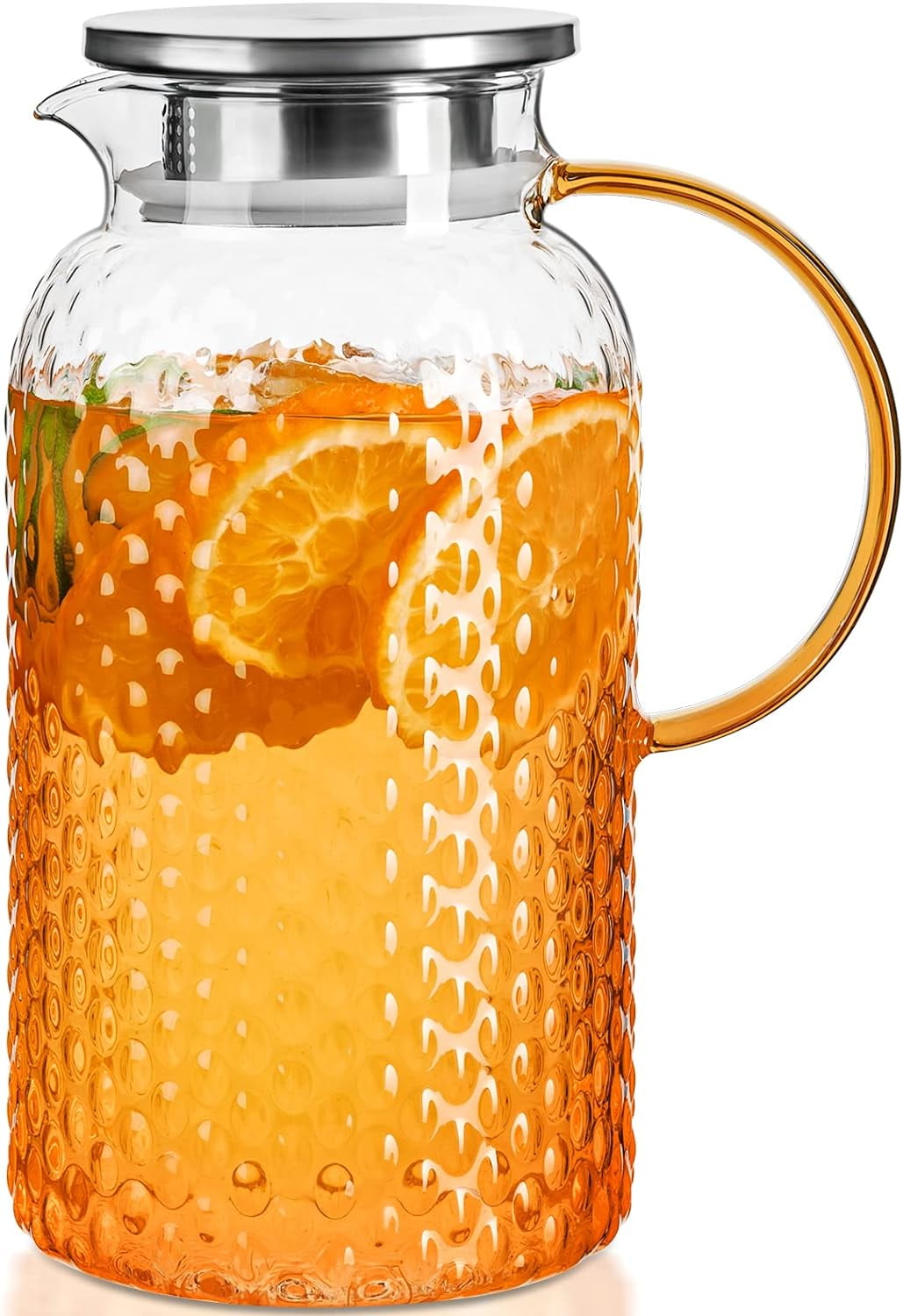 GGIU Glass Pitcher Squama Designed 64 oz, Glass Water Pitcher, Iced Tea ...