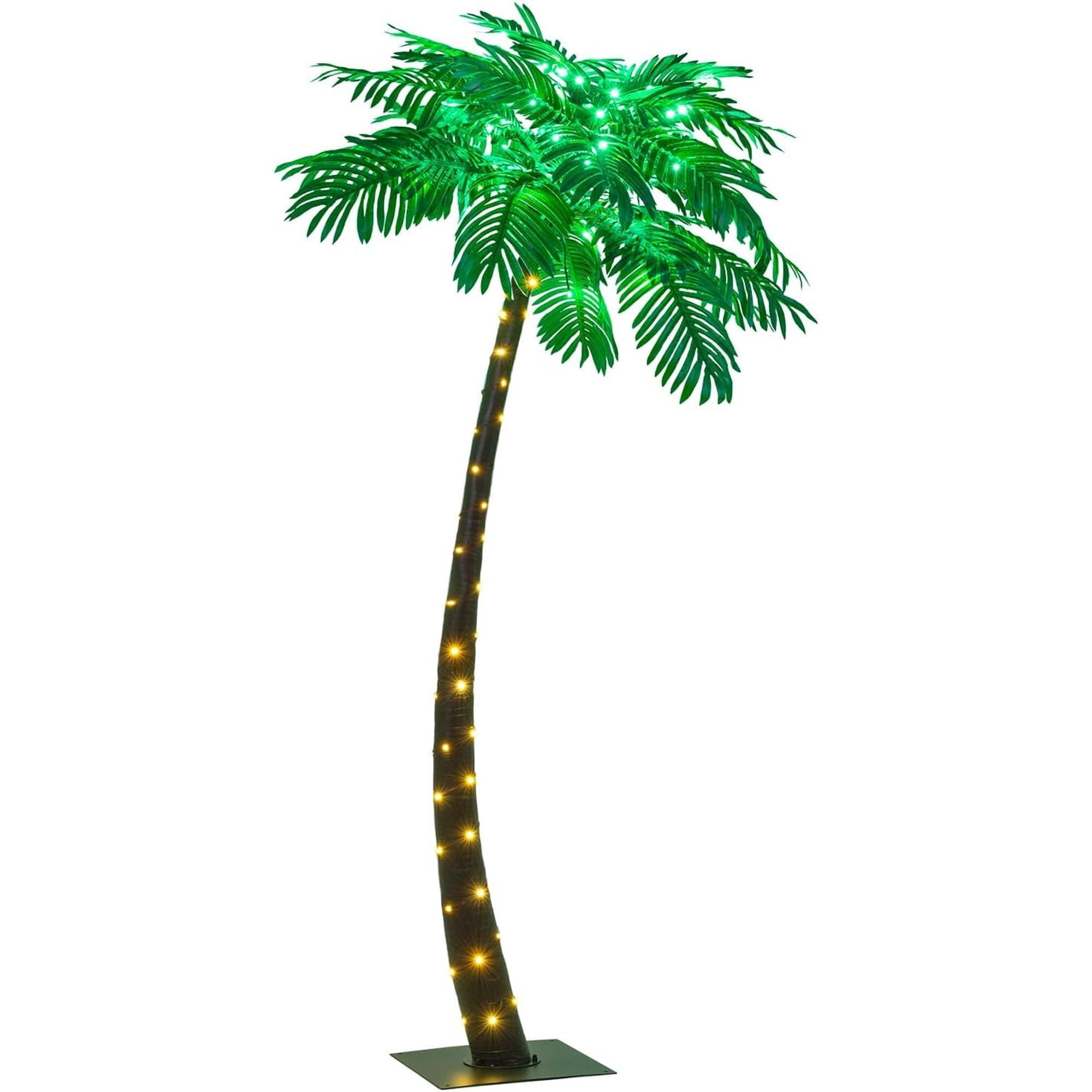 LED Lighted Palm Tree, 7 Feet Fake Palm Tree Indoor, Artificial Palm ...