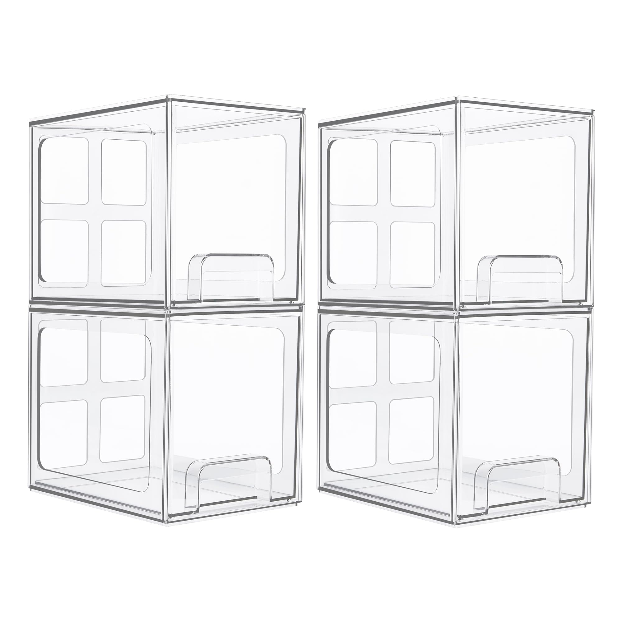 GGMCN 4 Pack Stackable Storage Drawers, 6.6''Tall Acrylic Bathroom ...