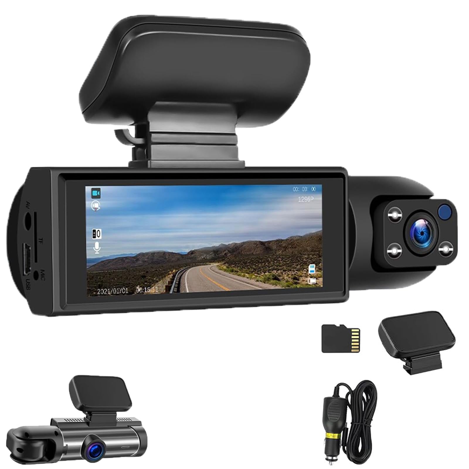 GGMCN Dashcam, EnesyFront & Rear Dash Cam, HD Dual Lens Dash Cam ...
