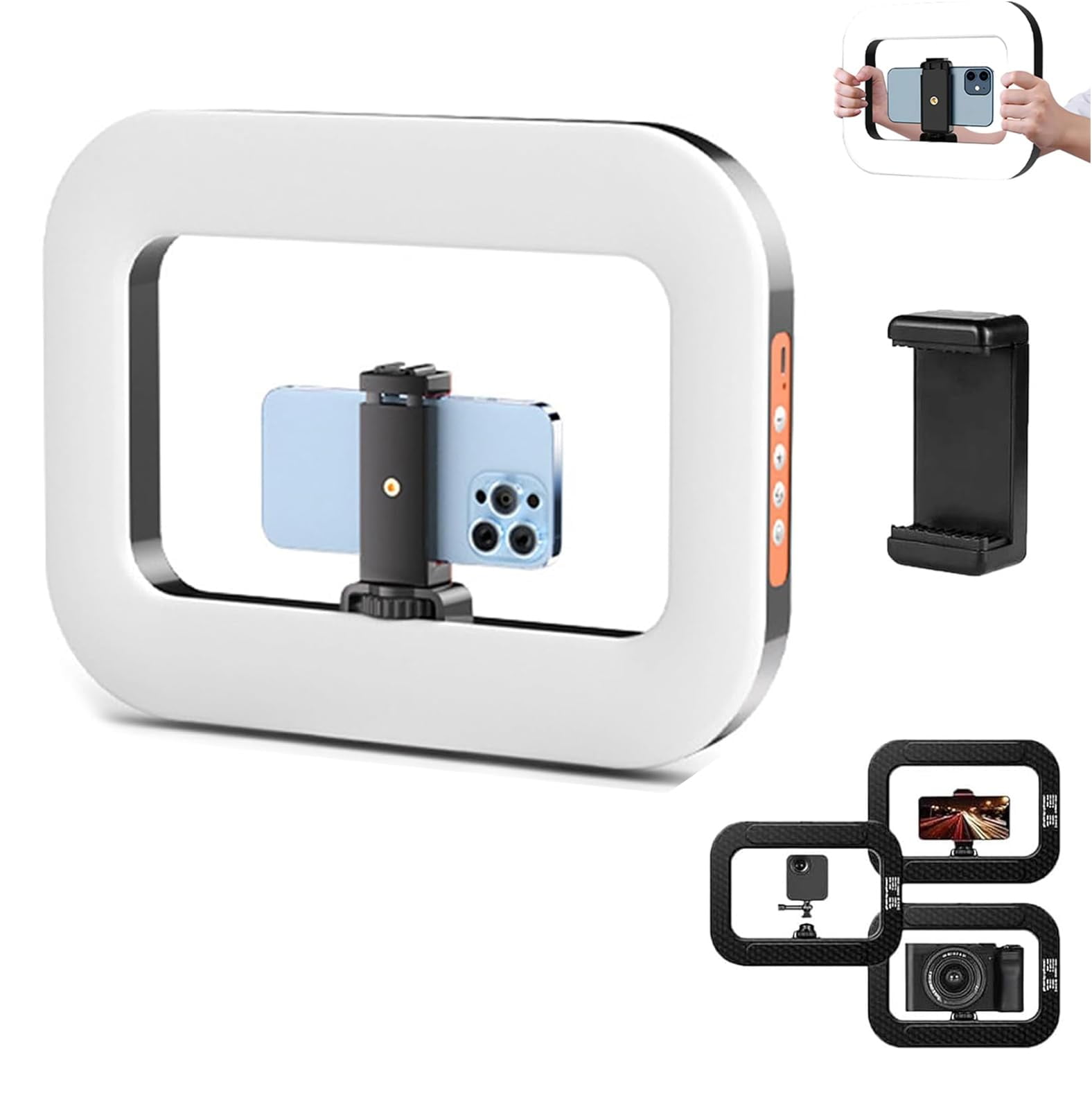 GGMCN Rechargeable Selfie Portable Ring Light,Smartphone Video Rig with ...