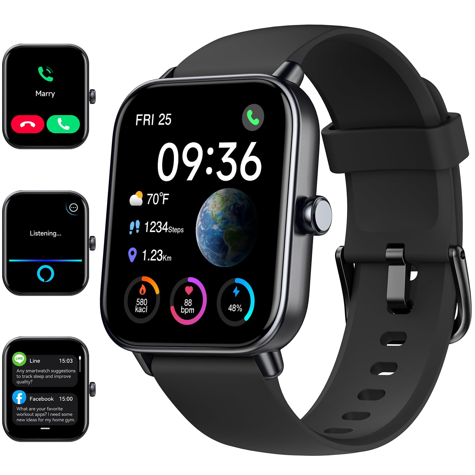 GGMCN Smart Watch for Women Men with Bluetooth Call,Smartwatch with ...