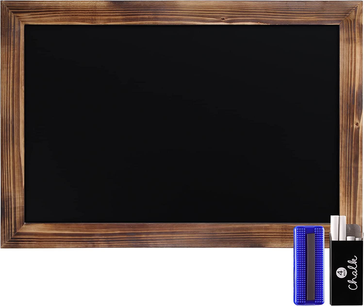 GGSW 20" X 30" Torched Brown Solid Wood Frame Wall Chalkboard, Magnetic ...