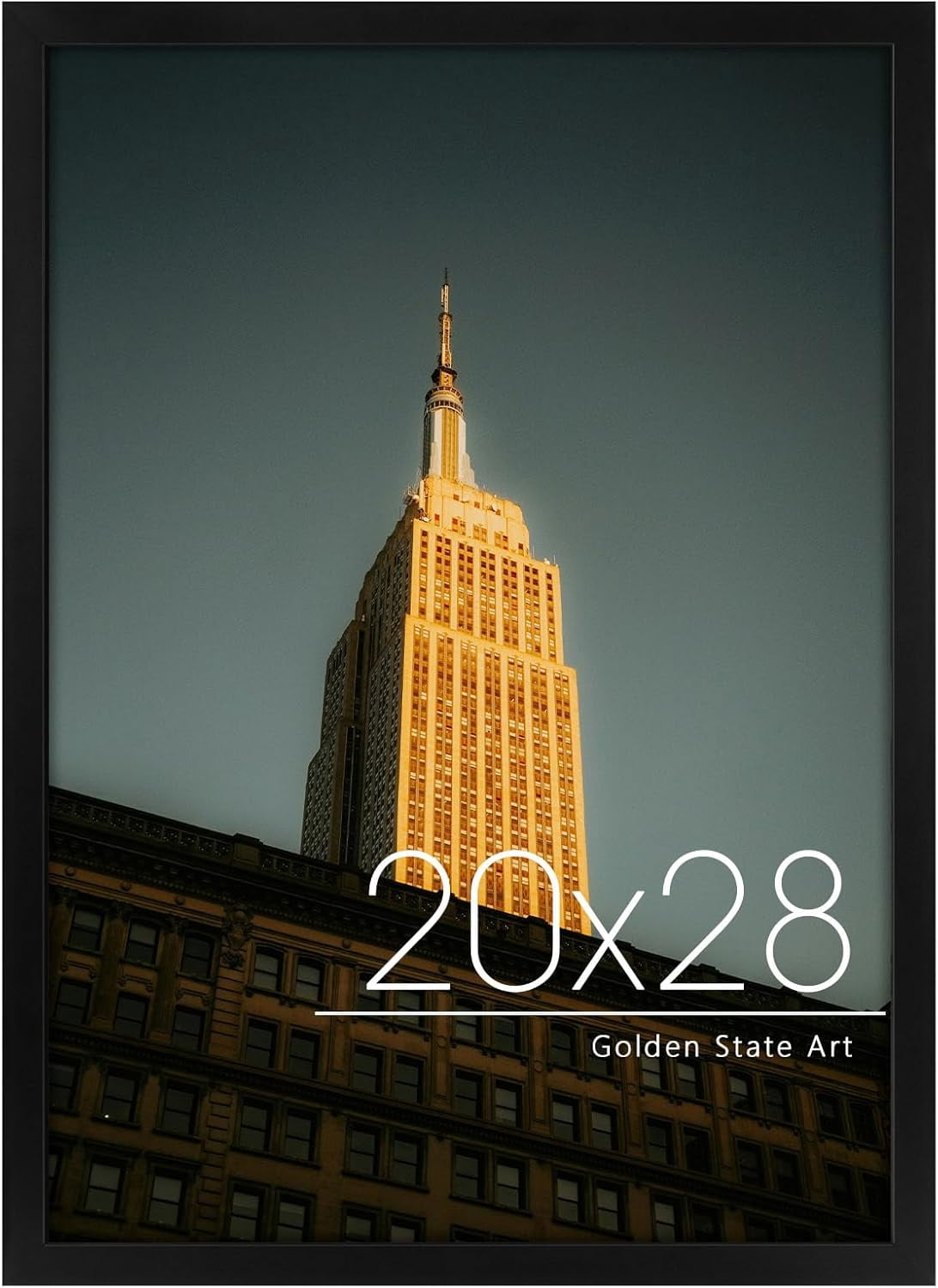 GGSW, 20x28 Frame, Black Solid Wood with Real Glass, 20 x 28 Picture ...