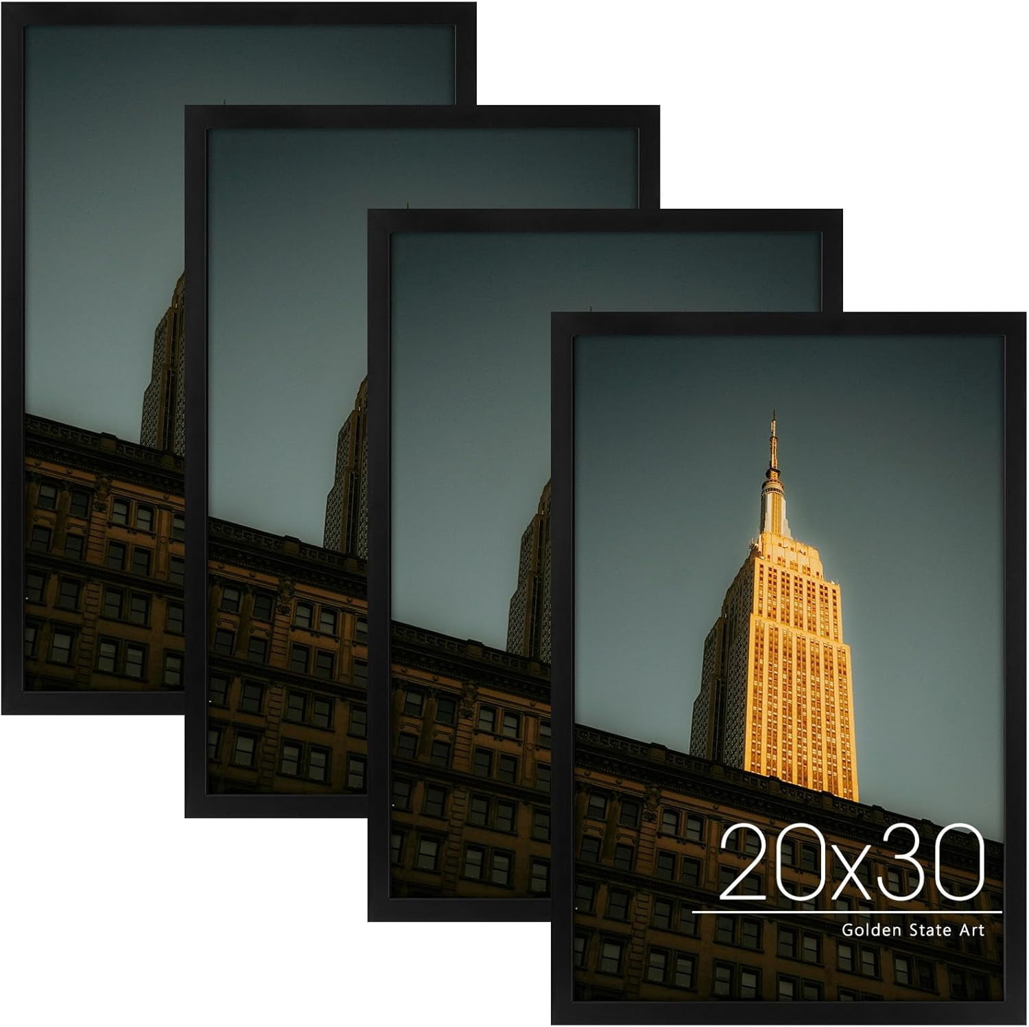 GGSW, 20x30 Frame, Black Solid Wood with Real Glass, 20 x 30 Picture ...