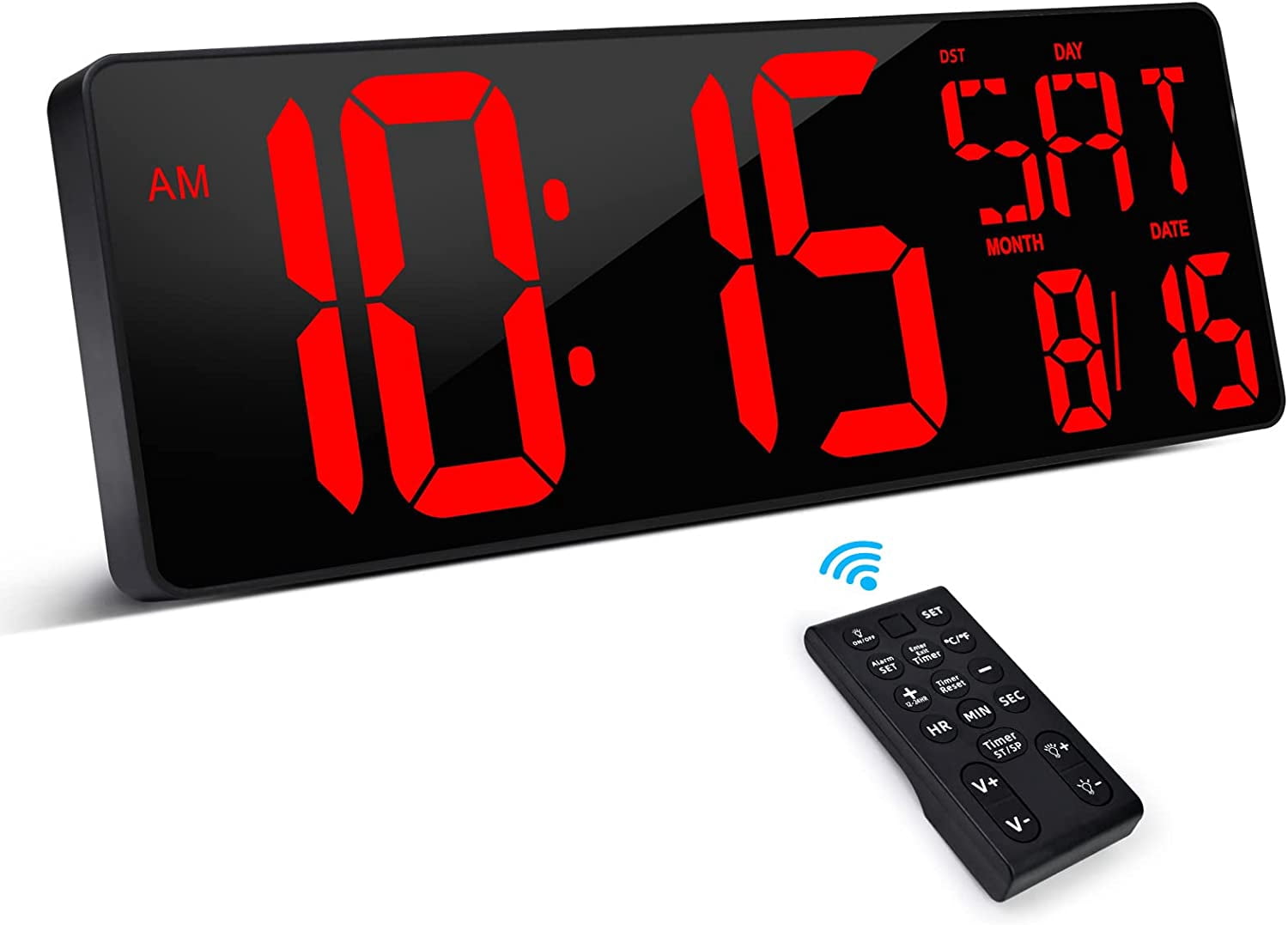 GGSW Large Digital Wall Clock with Remote Control, 16.5 Inch LED Large ...