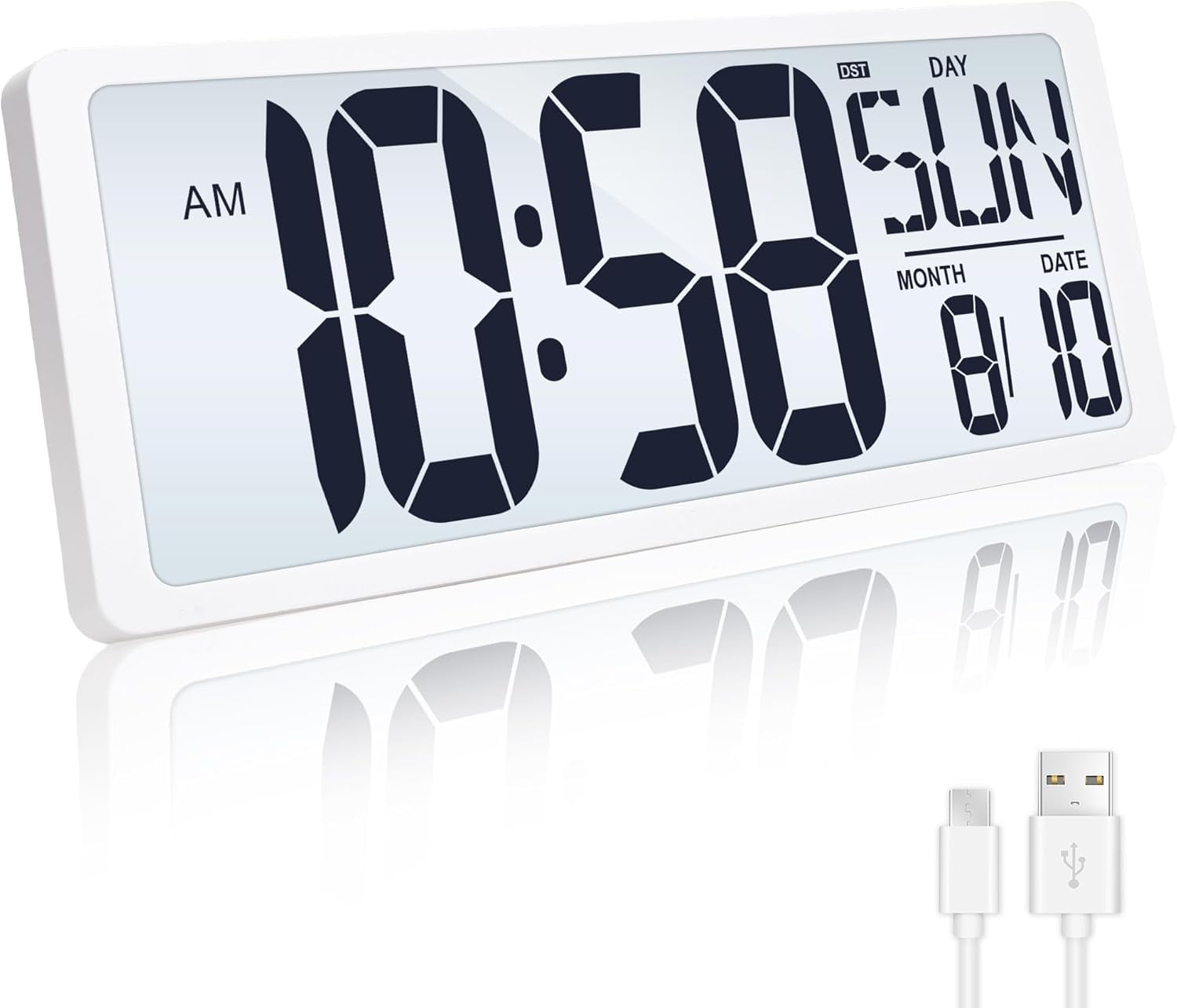 GGSW Rechargeable Clock with Backlight, 14.2" Large Display Digital ...