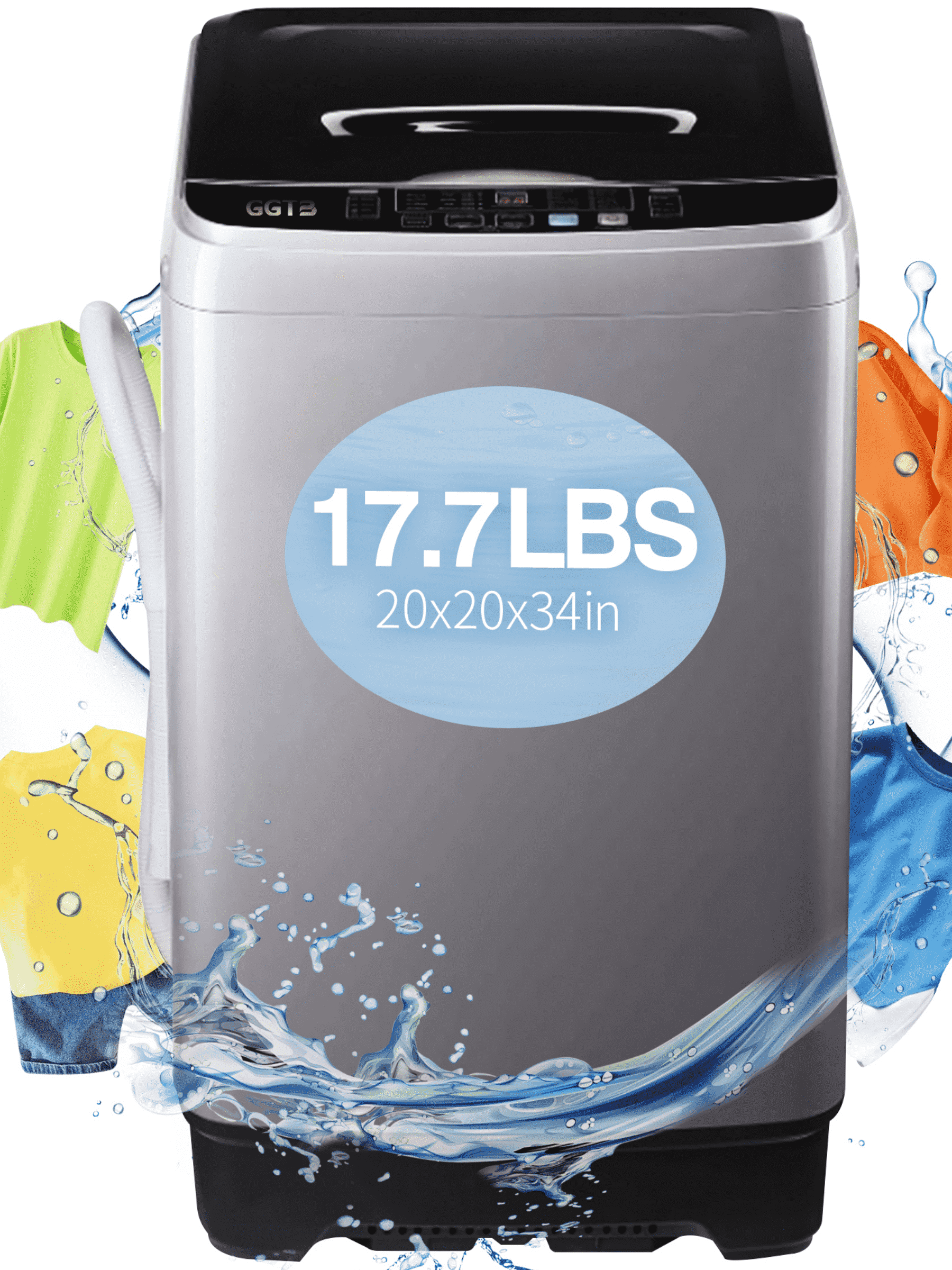 GGTB 1.9 Cu.ft Top Load Washing Machine, 17.7 lbs Portable Washer, 10 ...