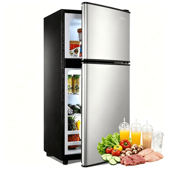 CALLIEVER Compact Mini Fridge with Freezer,5.0 Cu.Ft 2-Door ...